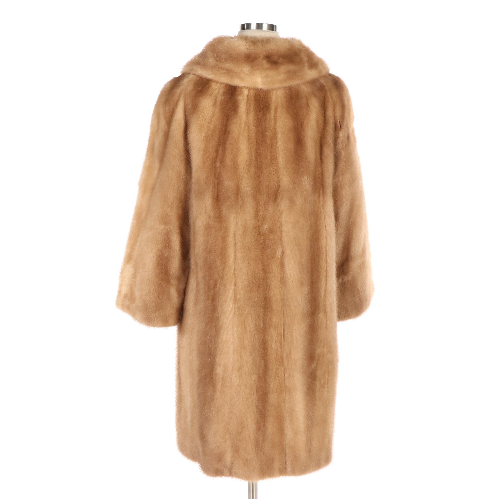 Light Brown Pastel Mink Fur Coat with Shawl Collar | EBTH