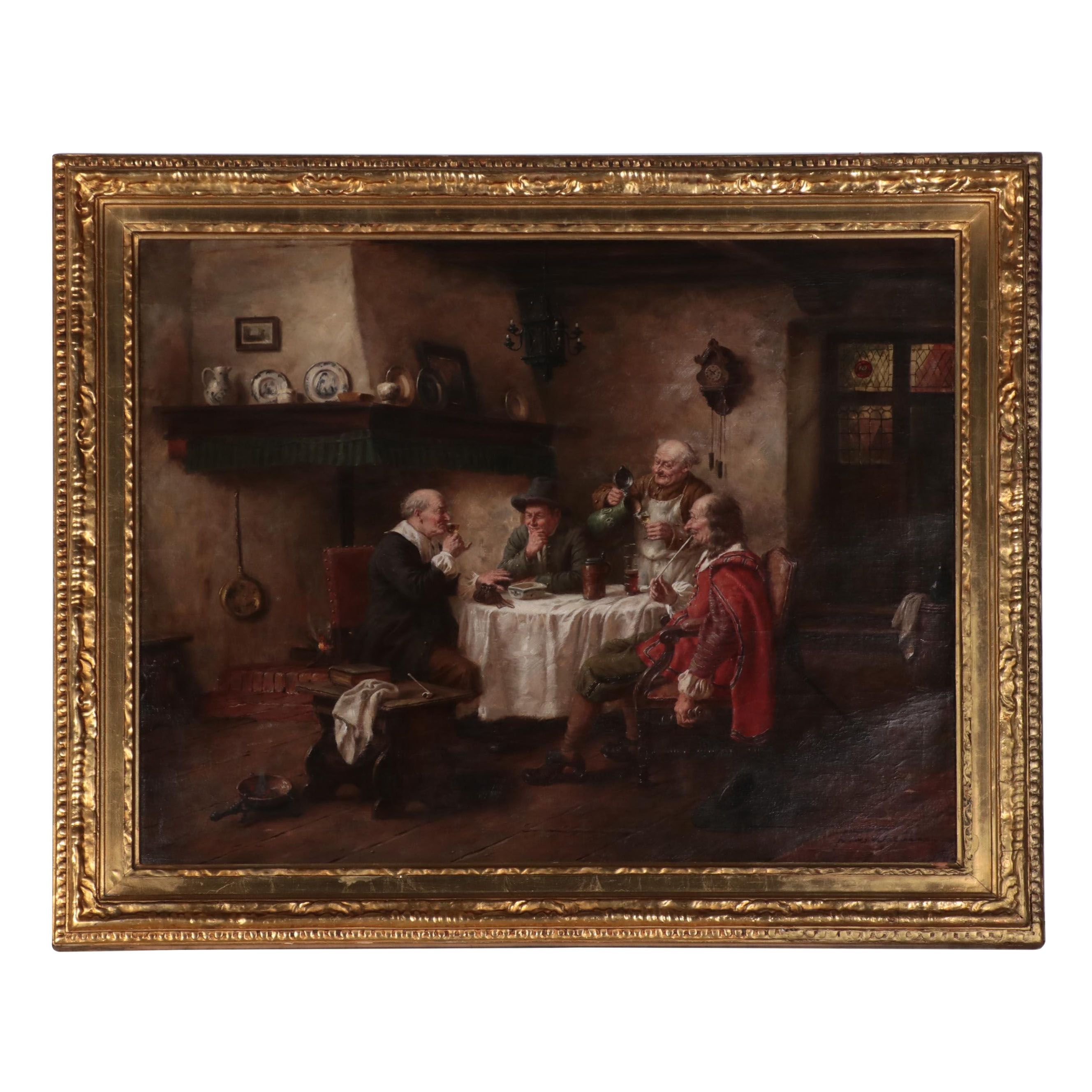 Fritz Wagner Oil Painting of Tavern Scene | EBTH