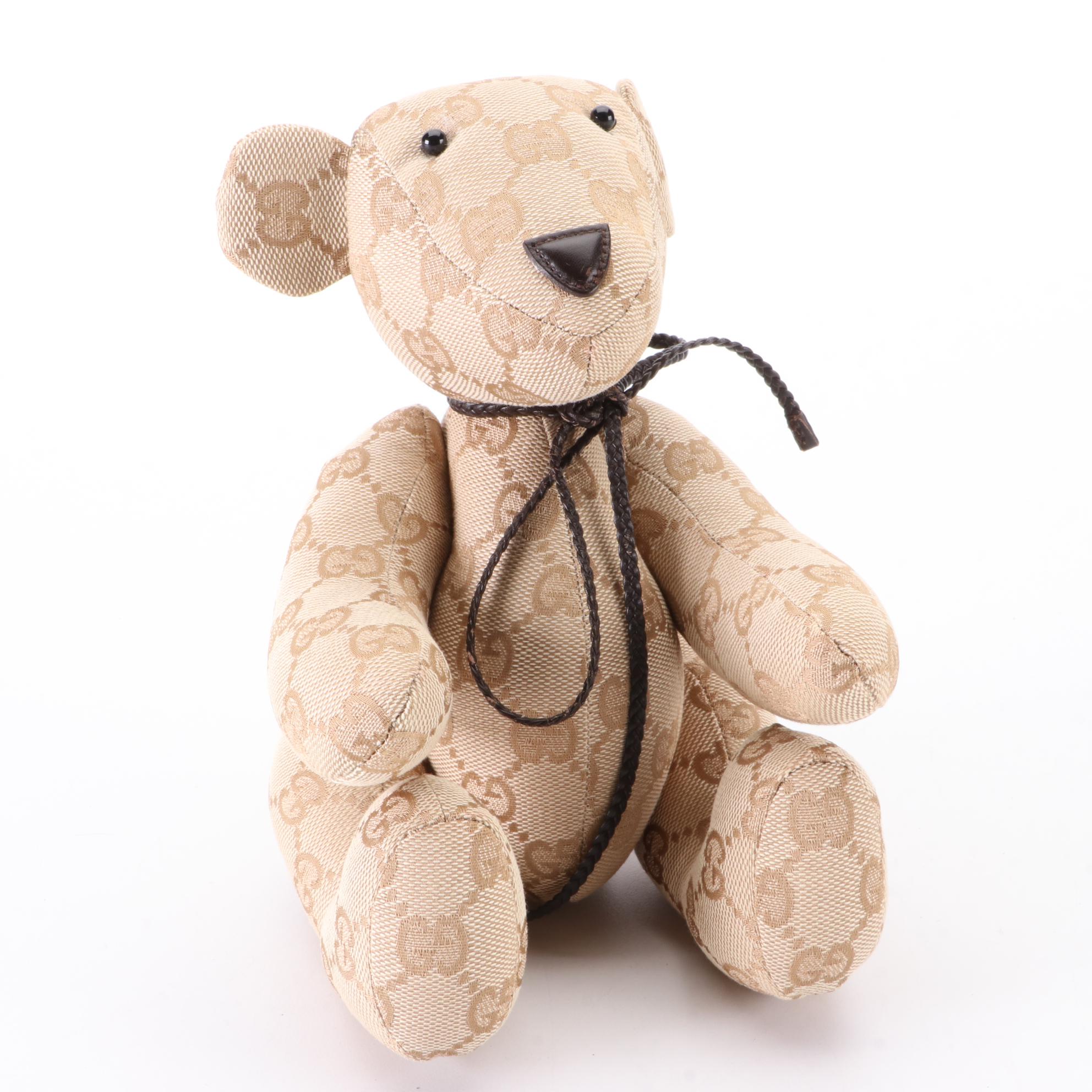 Gucci Teddy Bear in GG Canvas and Dark Brown Leather | EBTH
