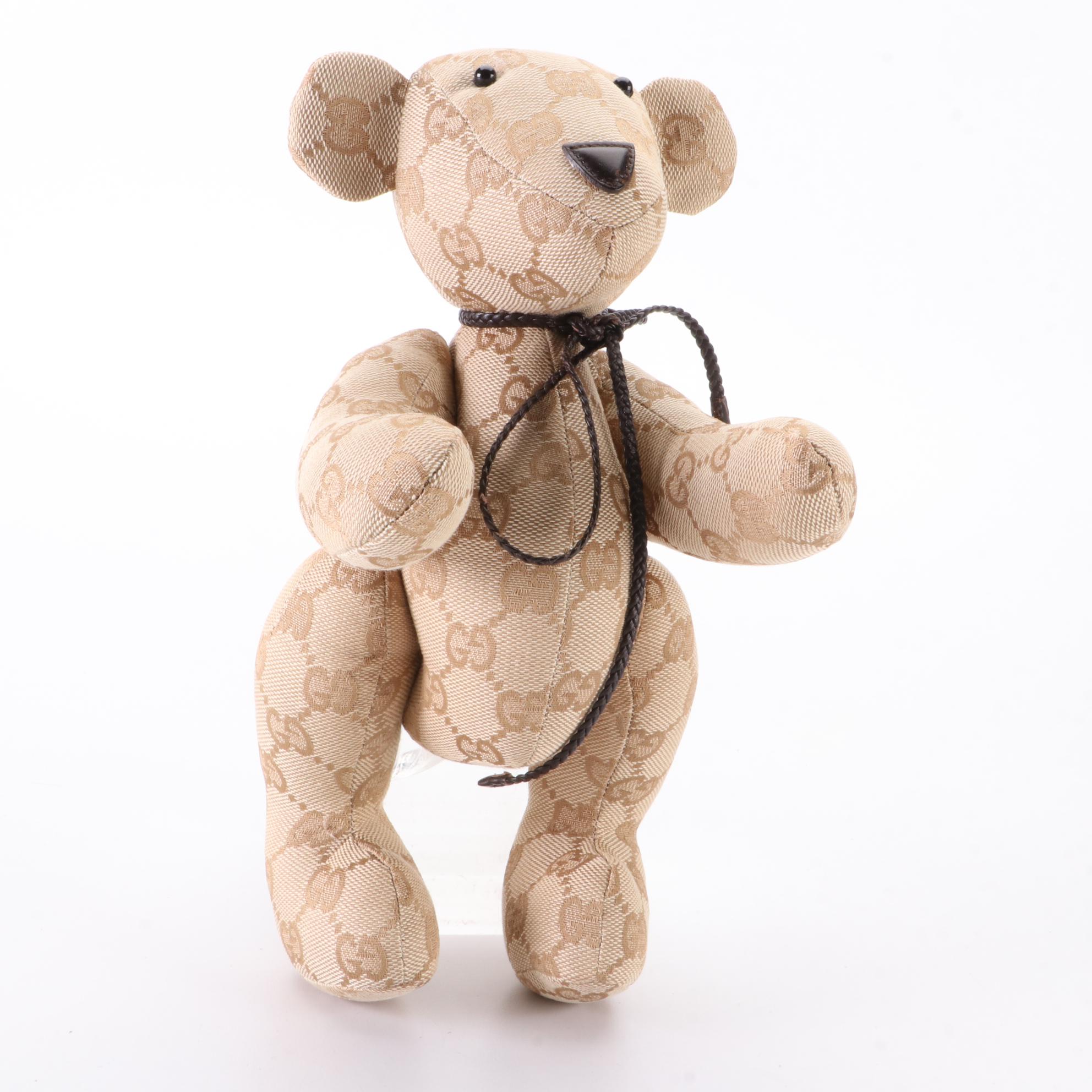 Gucci Teddy Bear in GG Canvas and Dark Brown Leather | EBTH