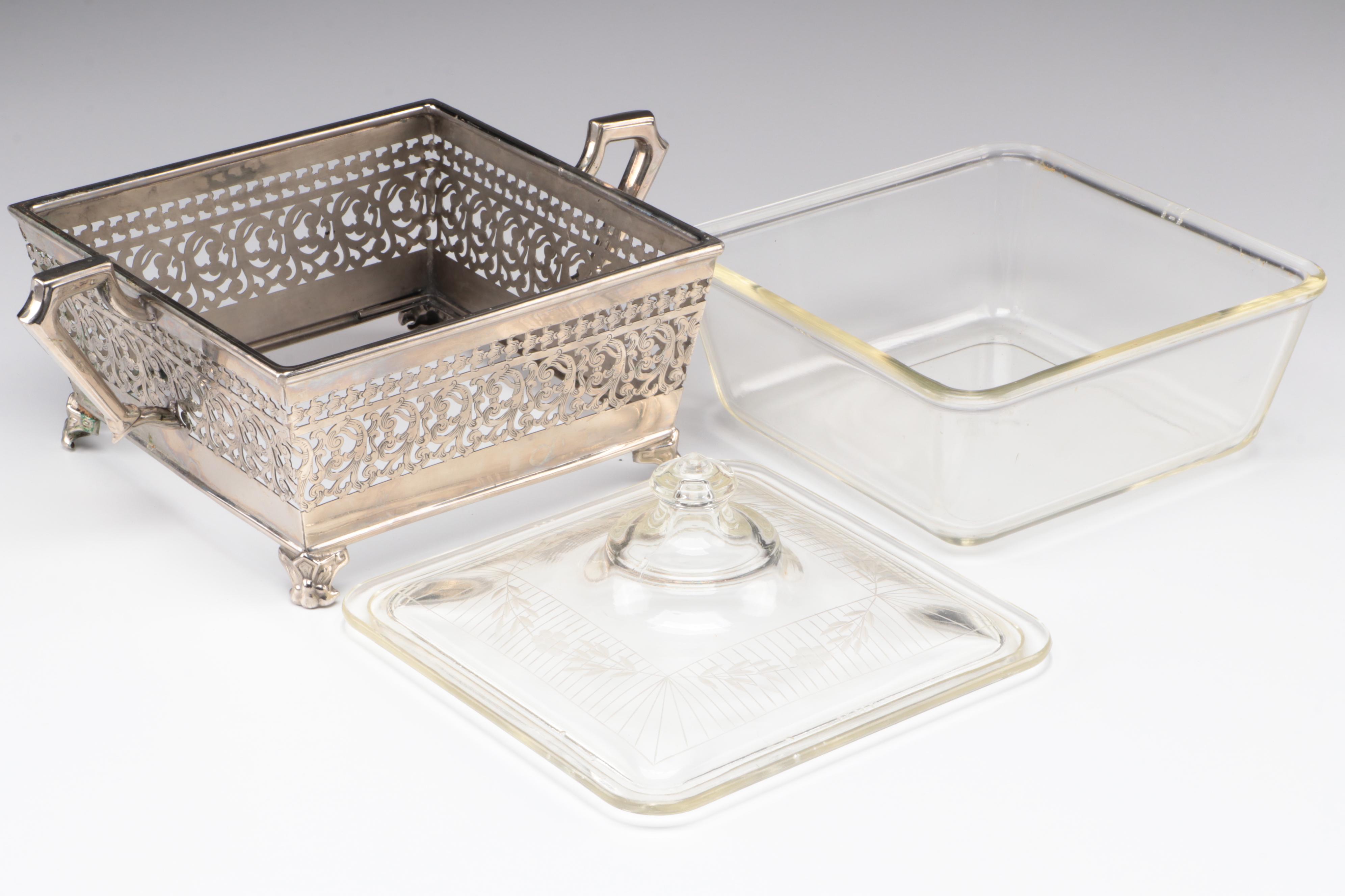 West Bend Ceramic Food Warmer, Pyrex Lidded Serving Dish and Popeil Veg ...