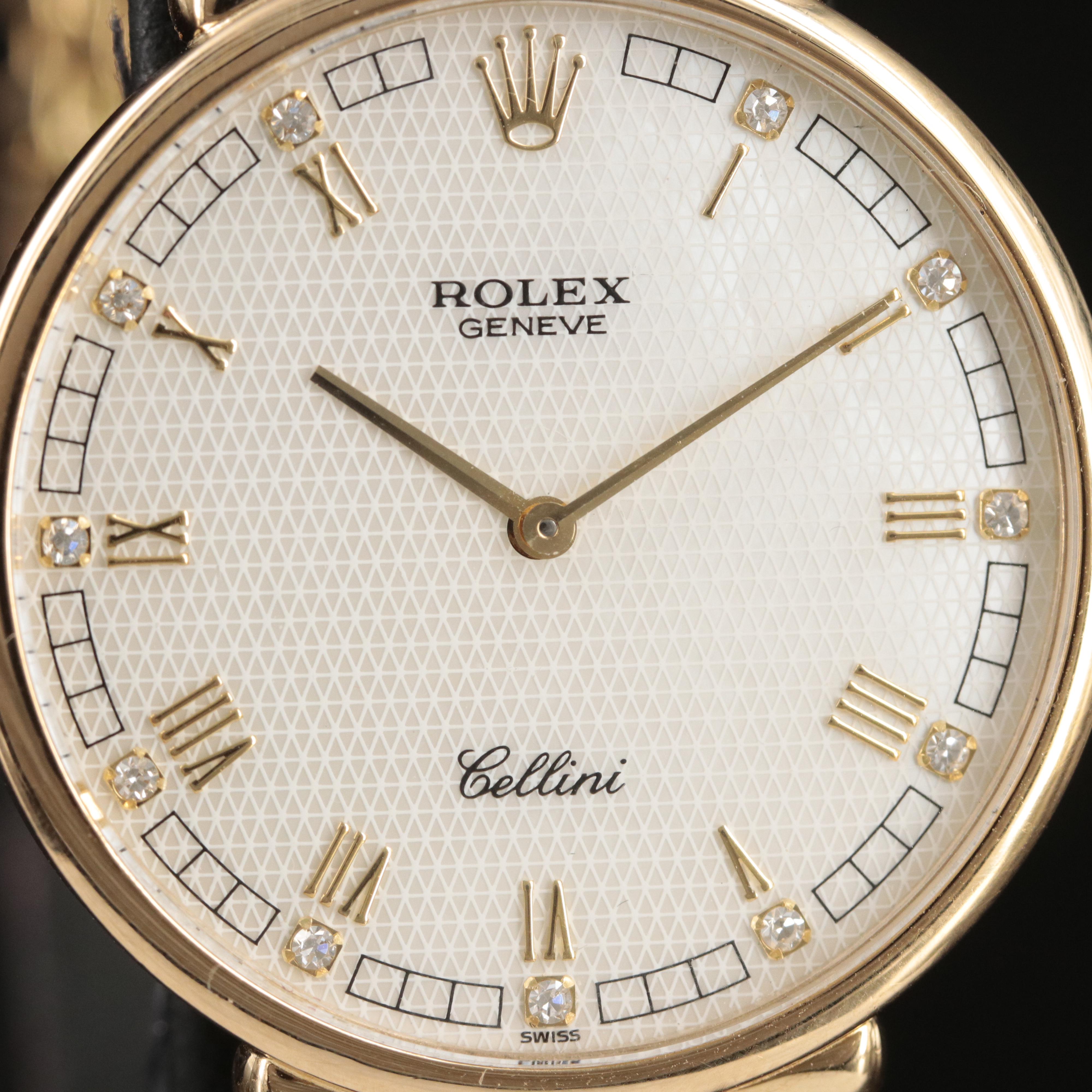 1991 Rolex Cellini 18K and Diamond Wristwatch with Factory Dial | EBTH