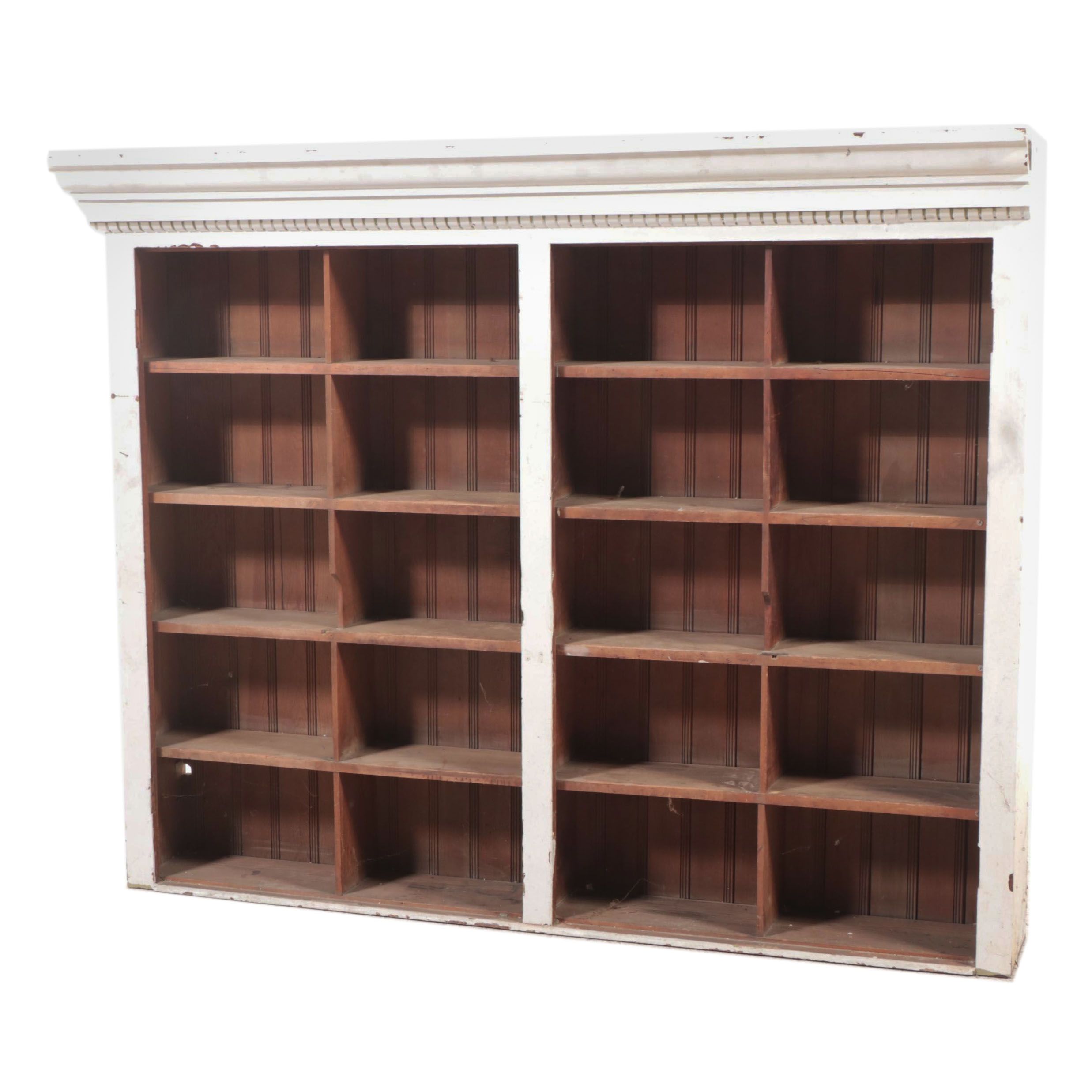 Neoclassical Style White-Painted and Beadboard Library Bookcase | EBTH