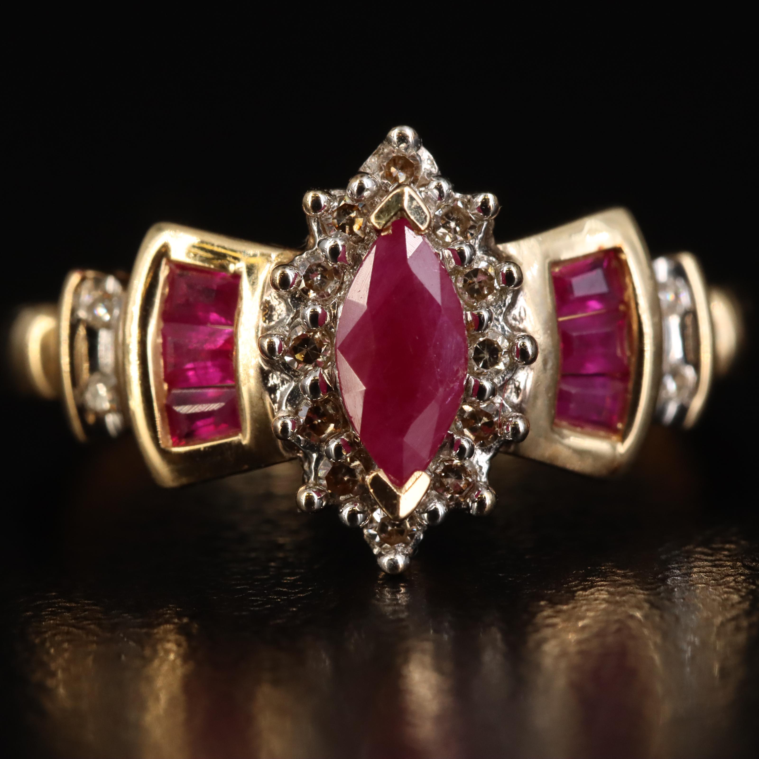 14K Ruby and Diamond Stepped Ring | EBTH