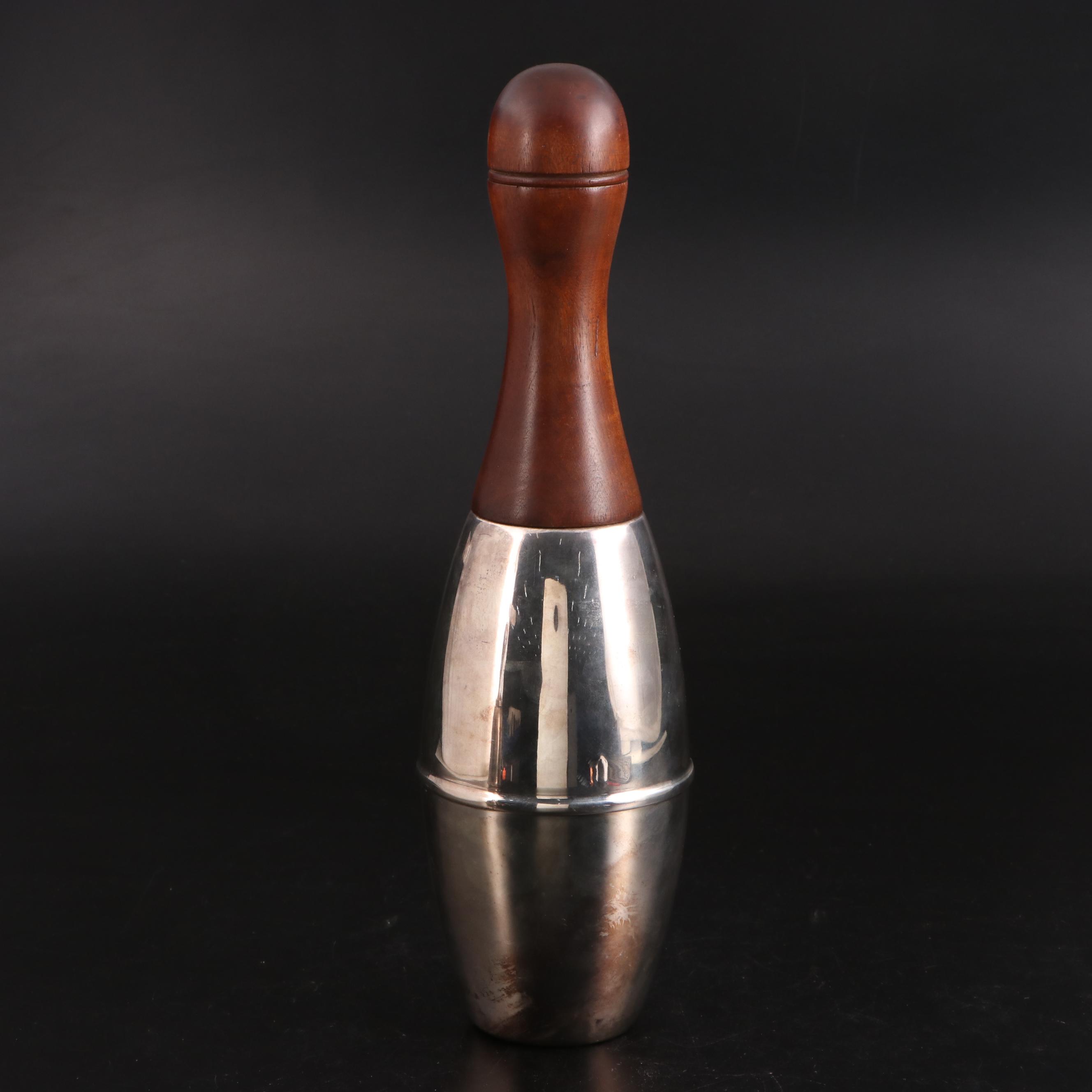 Asprey Silver Plate Bell Cocktail Shaker with Art Deco Bowling Pin ...