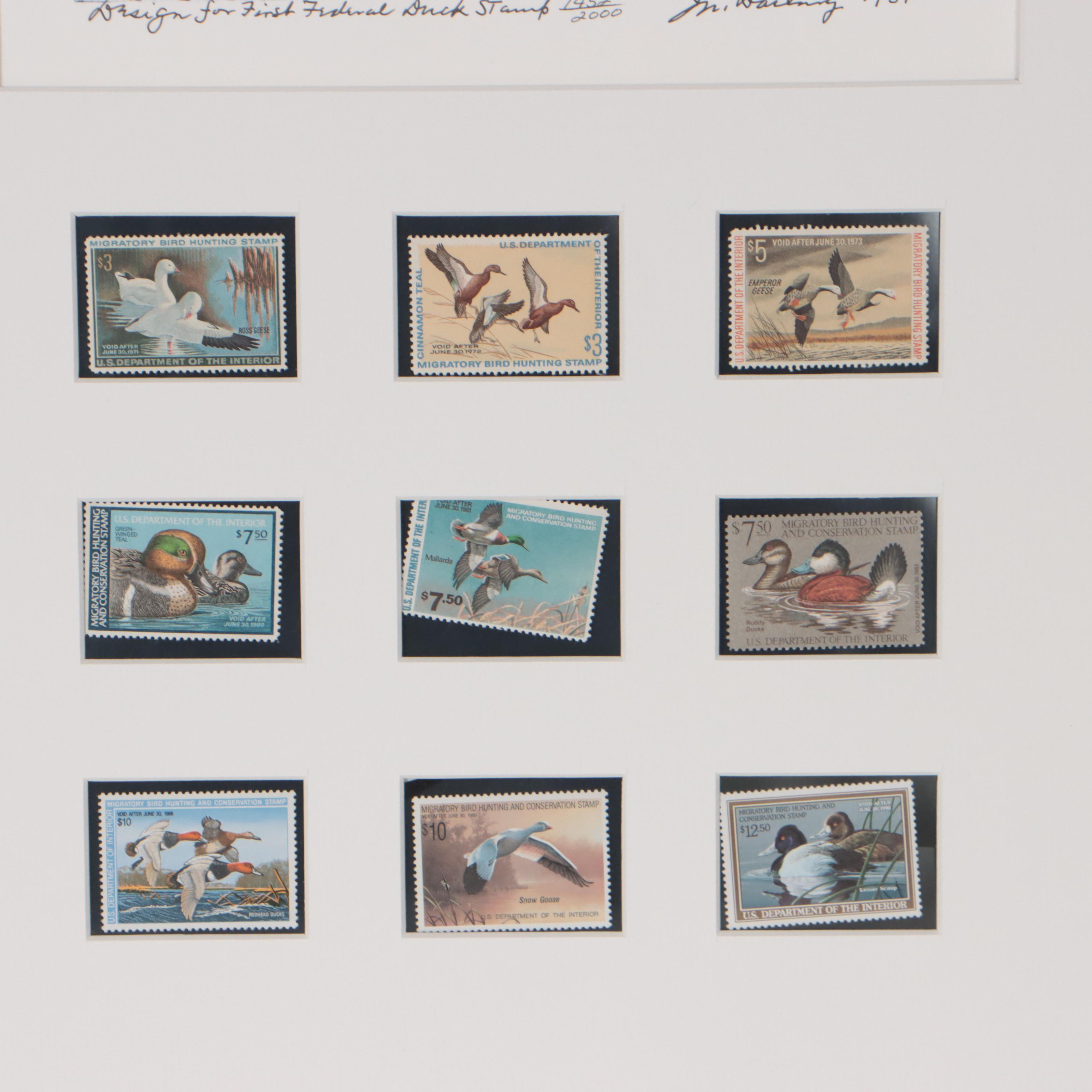 Framed Display of Waterfowl Postage Stamps With Offset Lithograph | EBTH