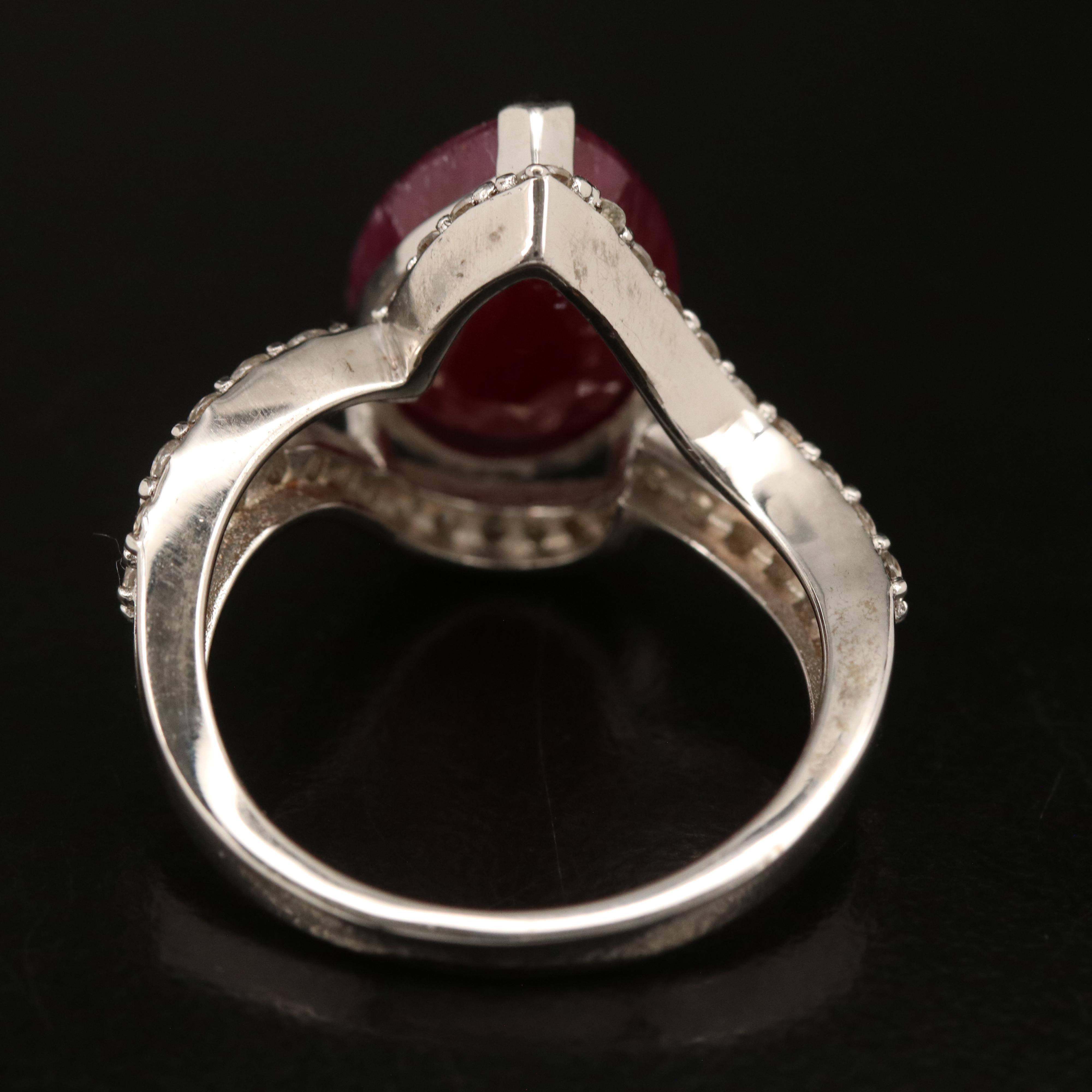 Sterling Ruby and White Zircon Ring | EBTH
