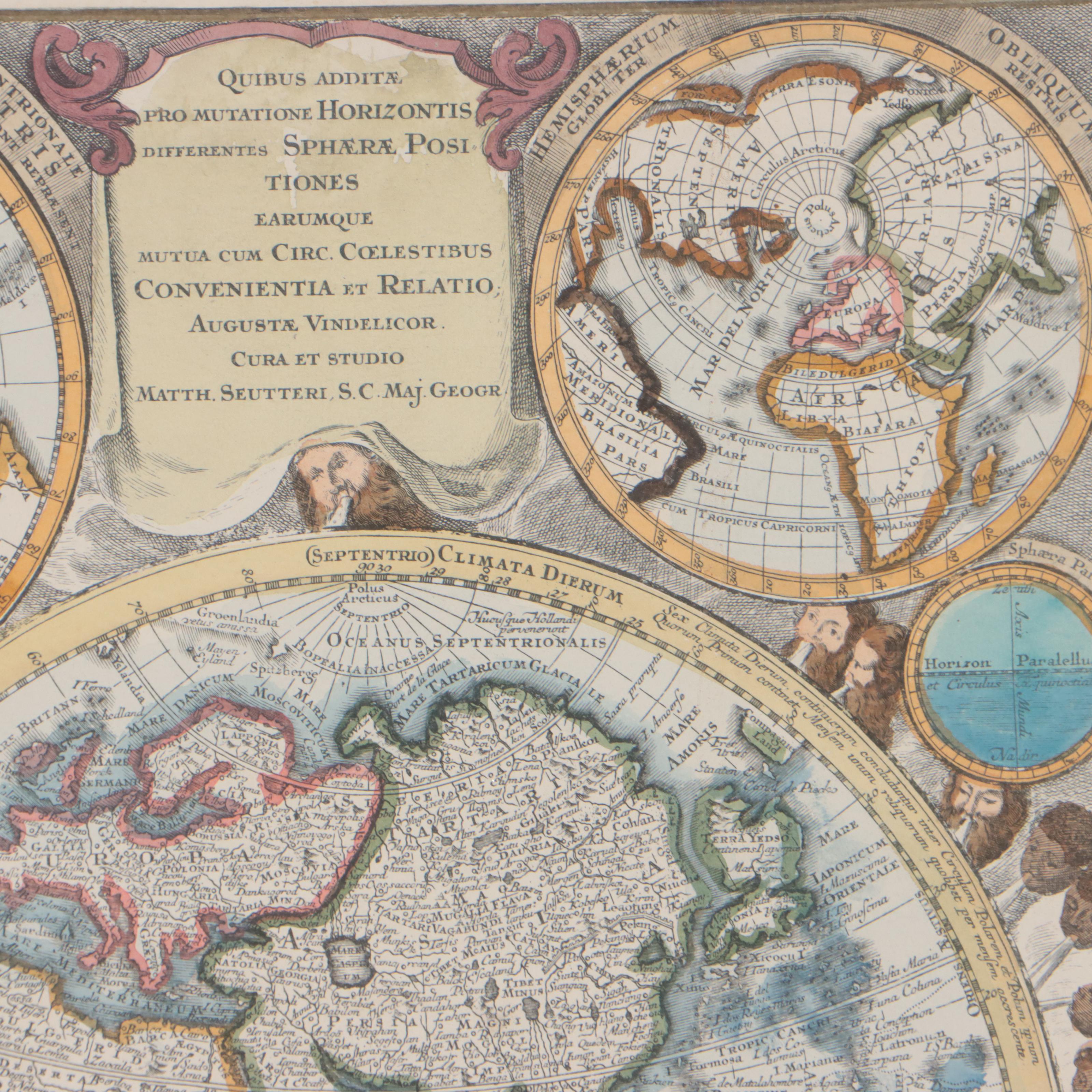 Hand-Colored Lithograph World Map After Matthäus Seutter | EBTH