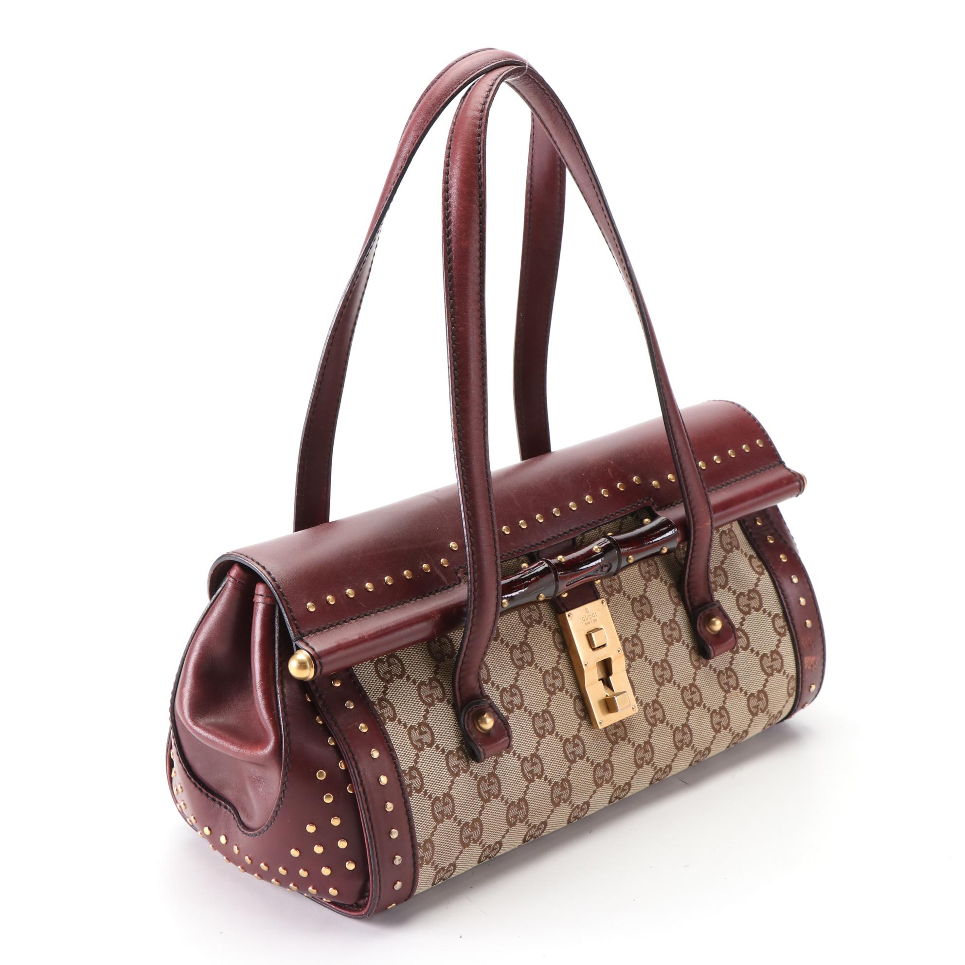 Gucci Bamboo Bullet Bag in GG Canvas and Leather Trim | EBTH