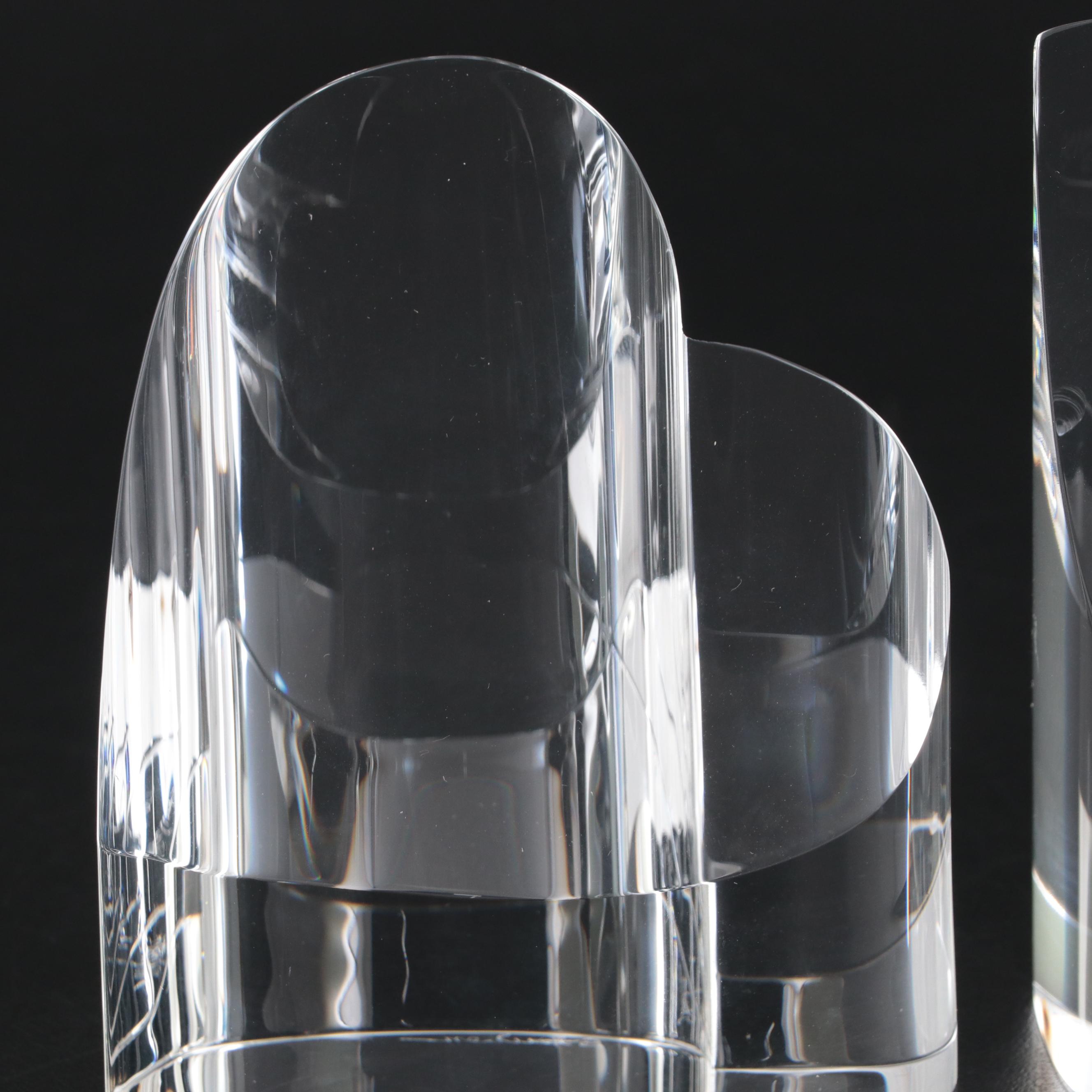 Steuben Art Glass "Heart Point Up" and "Heart Point Down" Paperweights ...