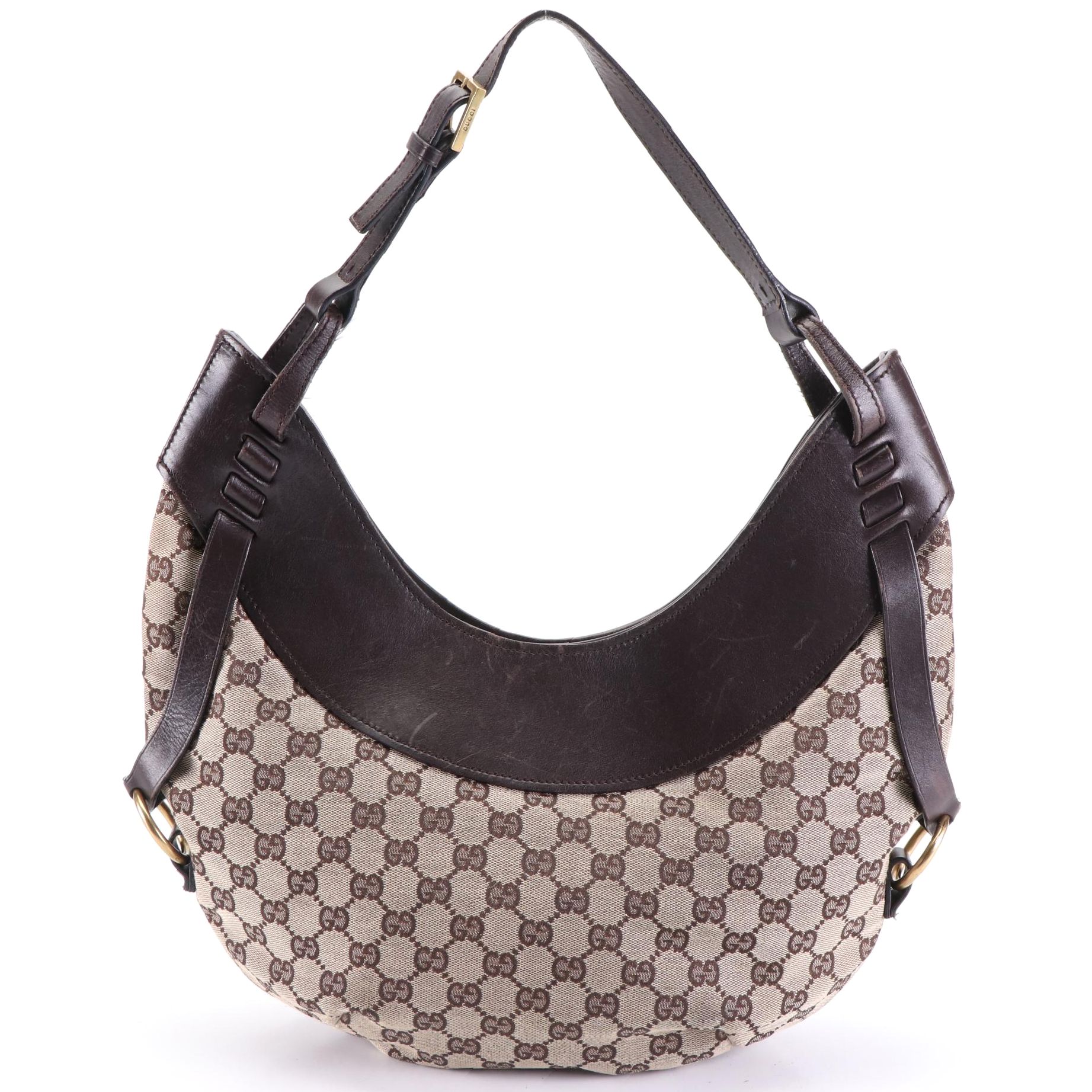 Gucci Half Moon Shoulder Bag in GG Canvas and Leather | EBTH