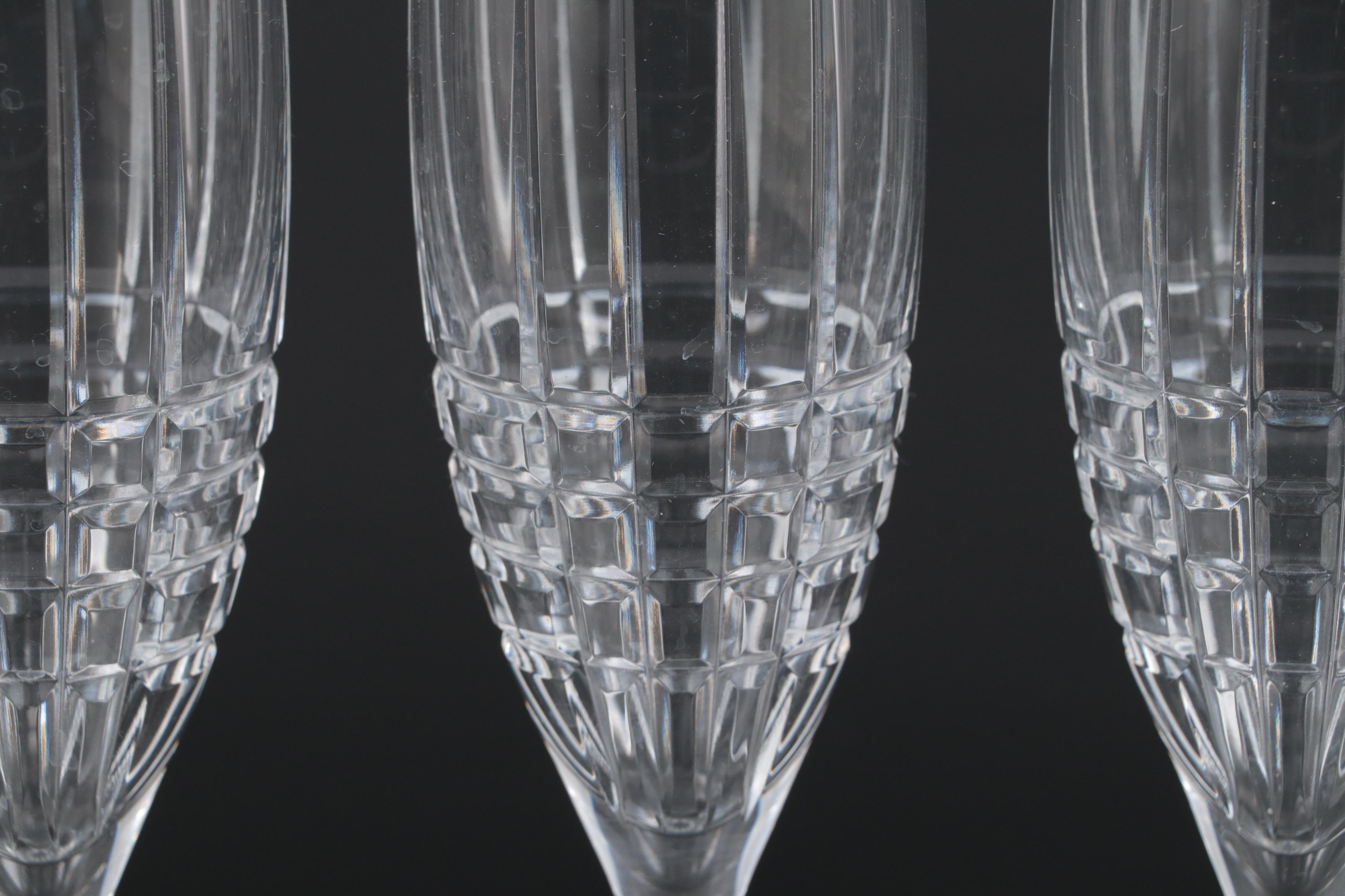 Tiffany & Co. "Plaid" Crystal Champagne Flutes | EBTH
