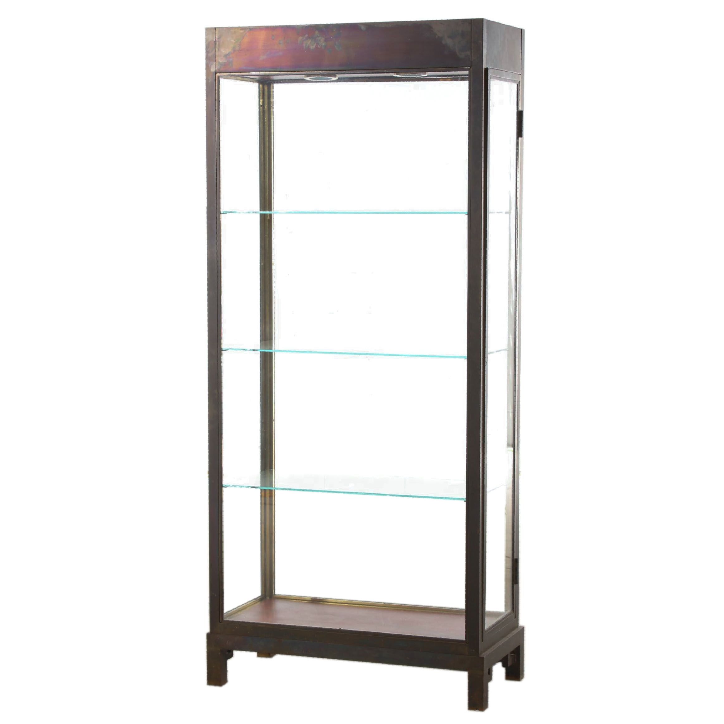 Brass Illuminated Merchandise Display Cabinet, Mid to Late 20th Century ...