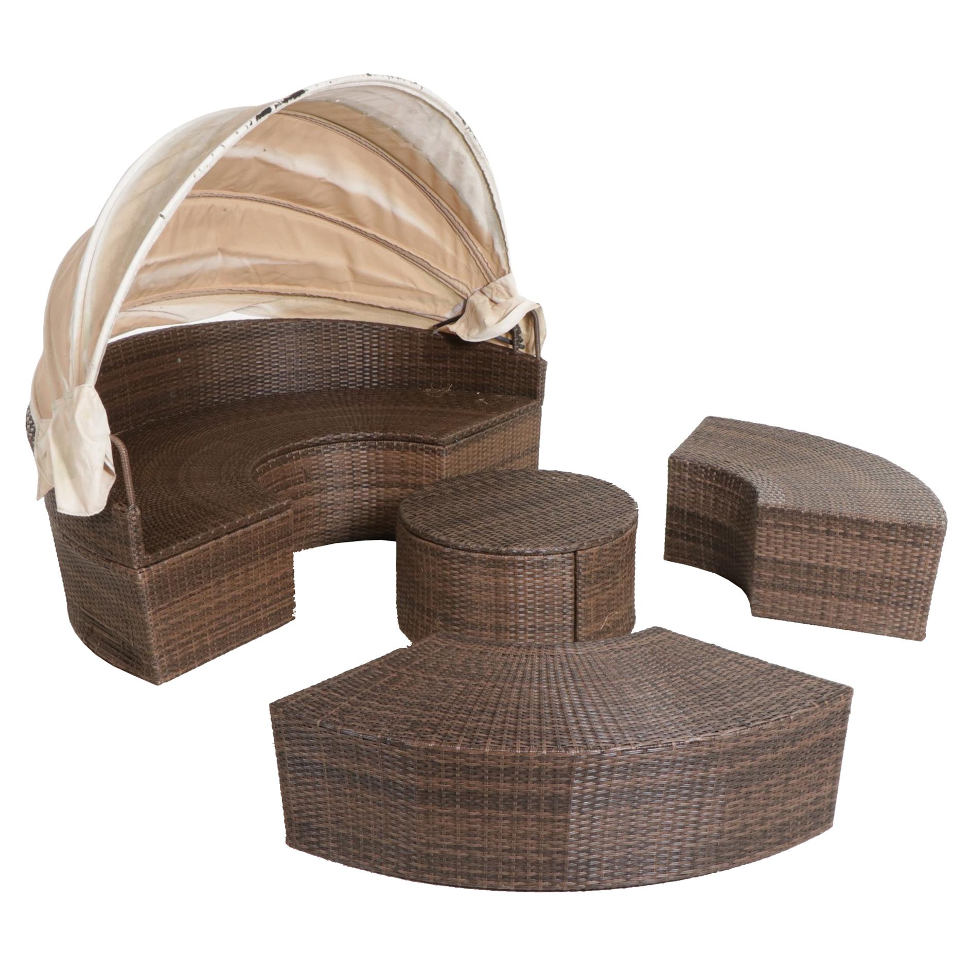 Contemporary Four-Piece Wicker Conversation Set with Canopy | EBTH