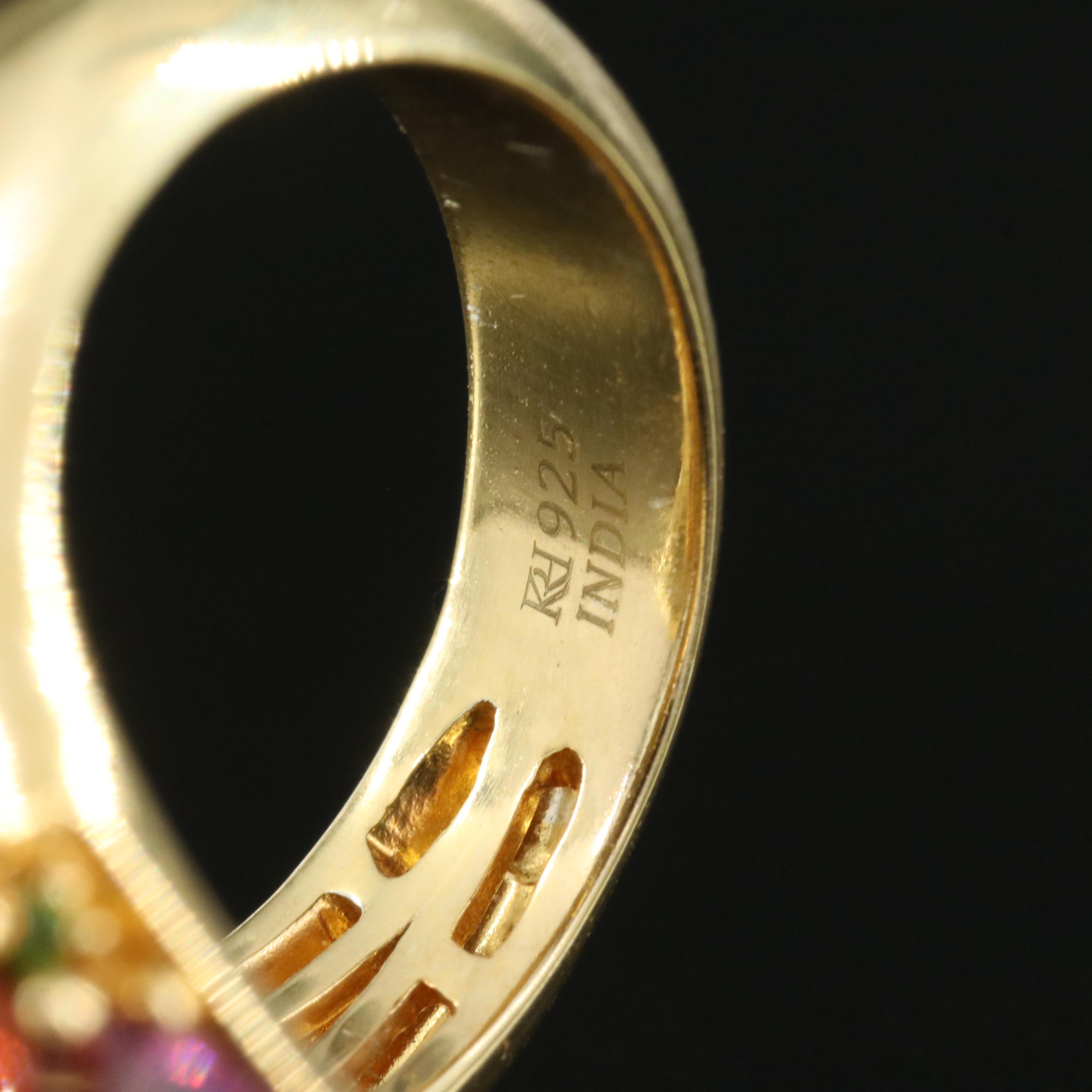 Sterling Common Opal, Citrine and Gemstone Bypass Ring | EBTH