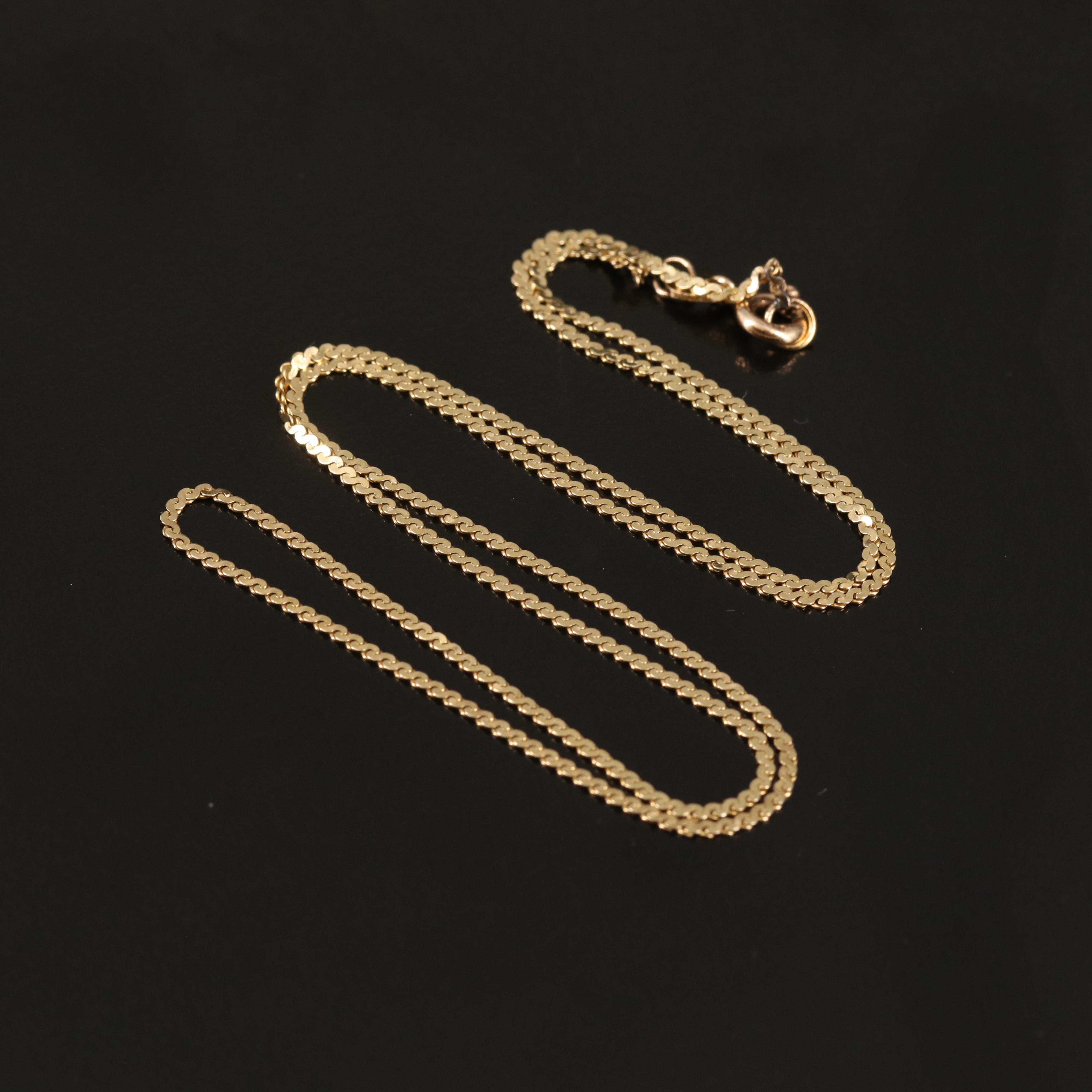 14K S Link Chain Necklace | EBTH