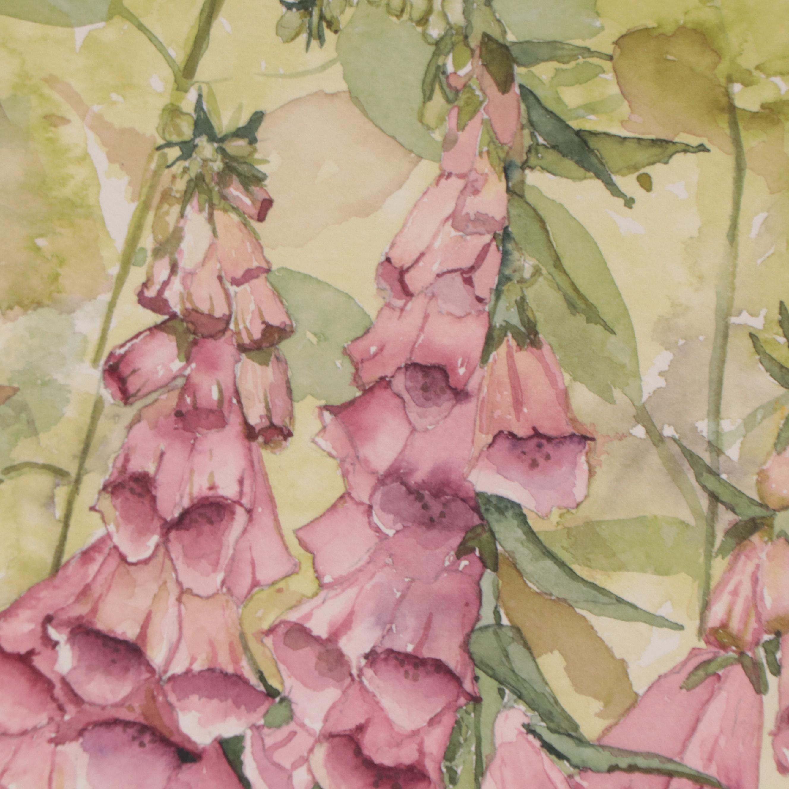 Susan Grier Watercolor Painting of Perennials, Late 20th Century | EBTH