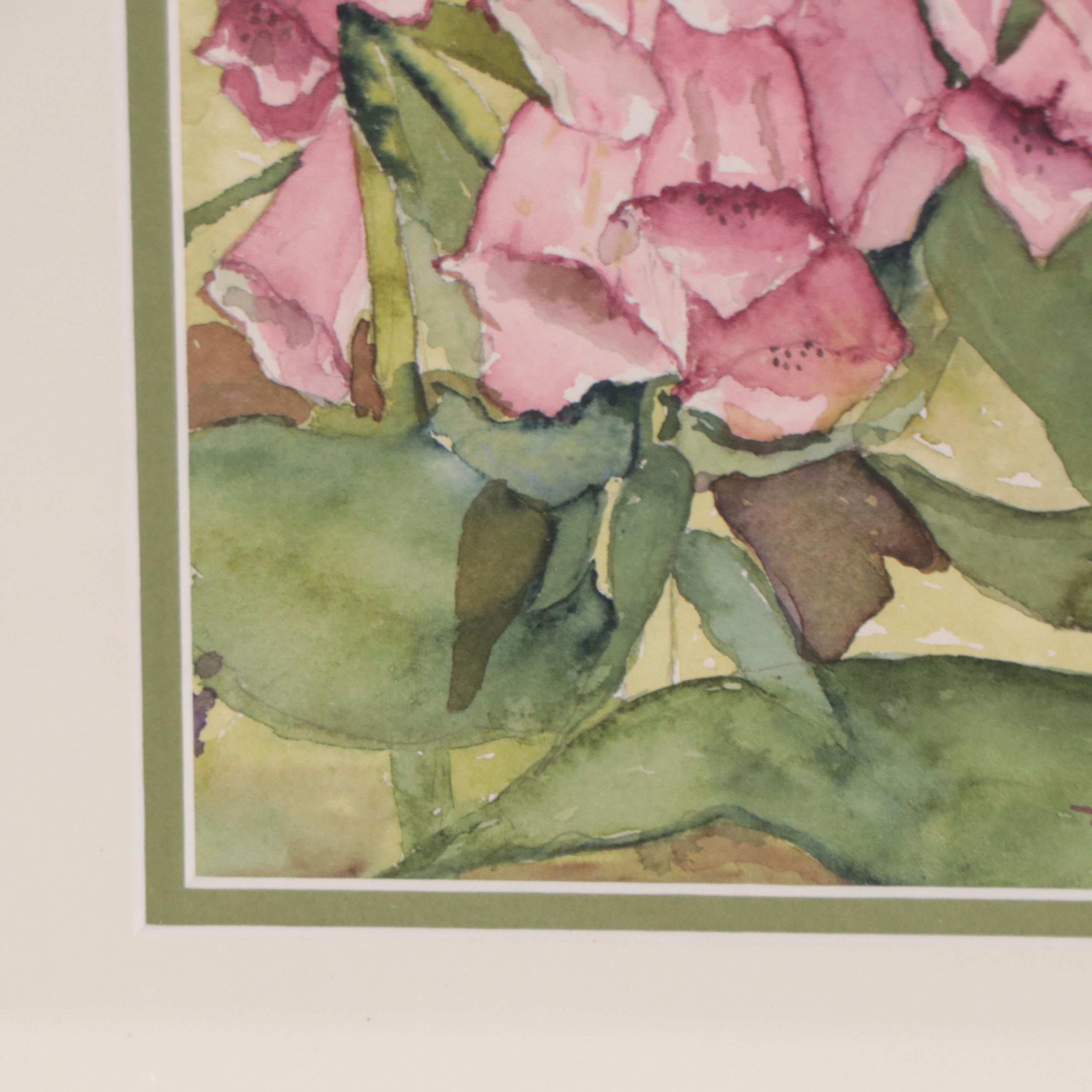 Susan Grier Watercolor Painting of Perennials, Late 20th Century | EBTH