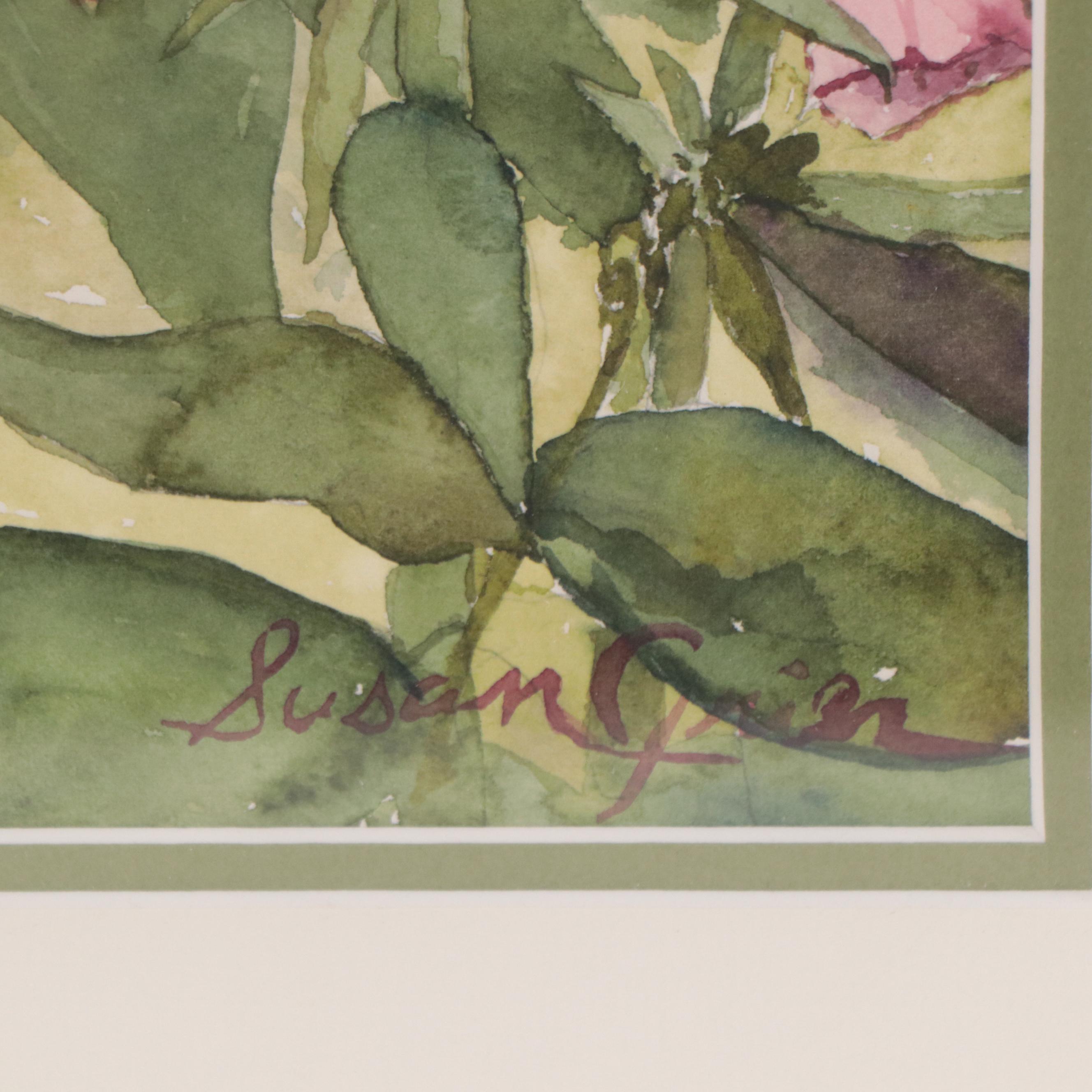 Susan Grier Watercolor Painting of Perennials, Late 20th Century | EBTH