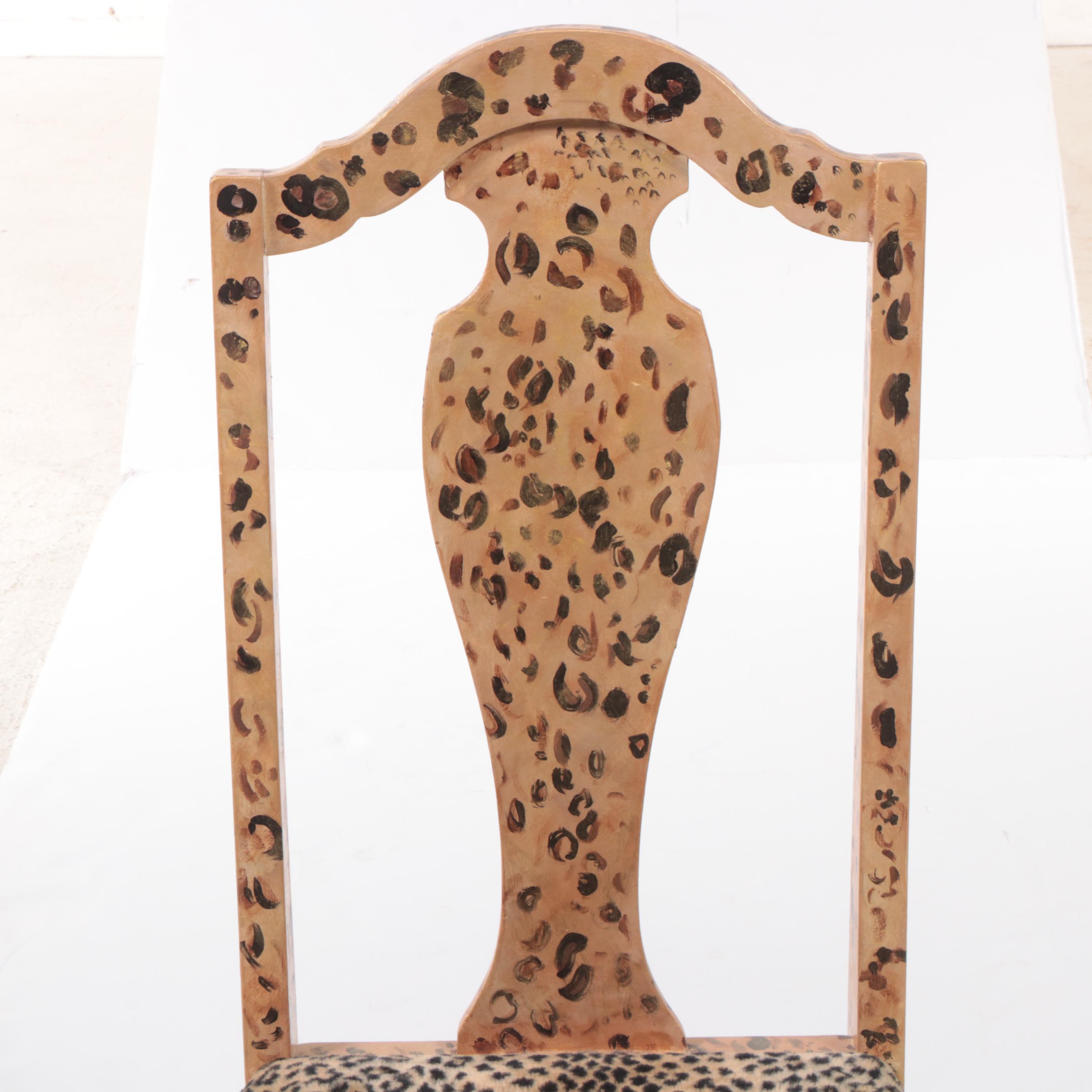Hand-Painted Oak "Tiger" Chair, signed "MJ Mastruserio" | EBTH