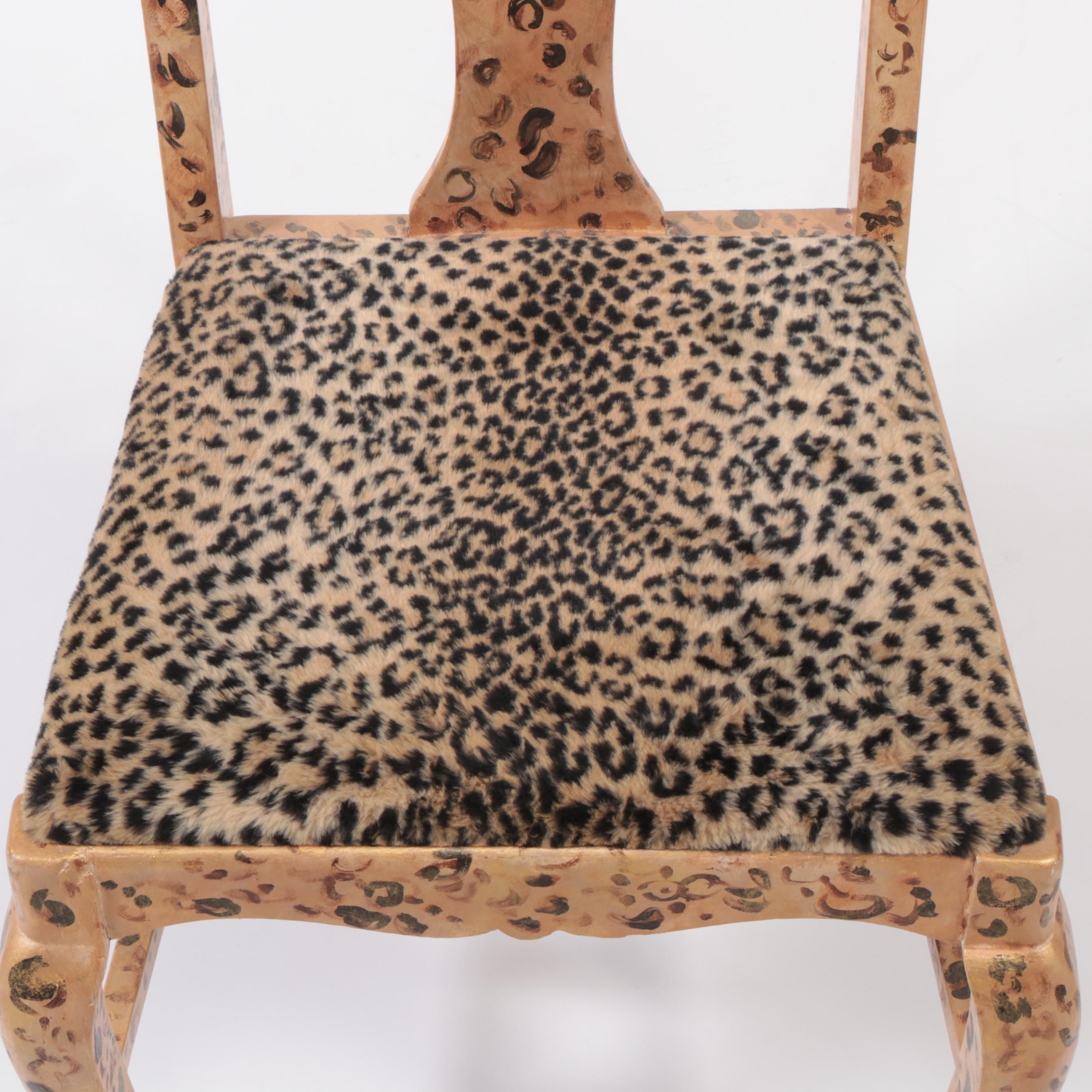 Hand-Painted Oak "Tiger" Chair, signed "MJ Mastruserio" | EBTH