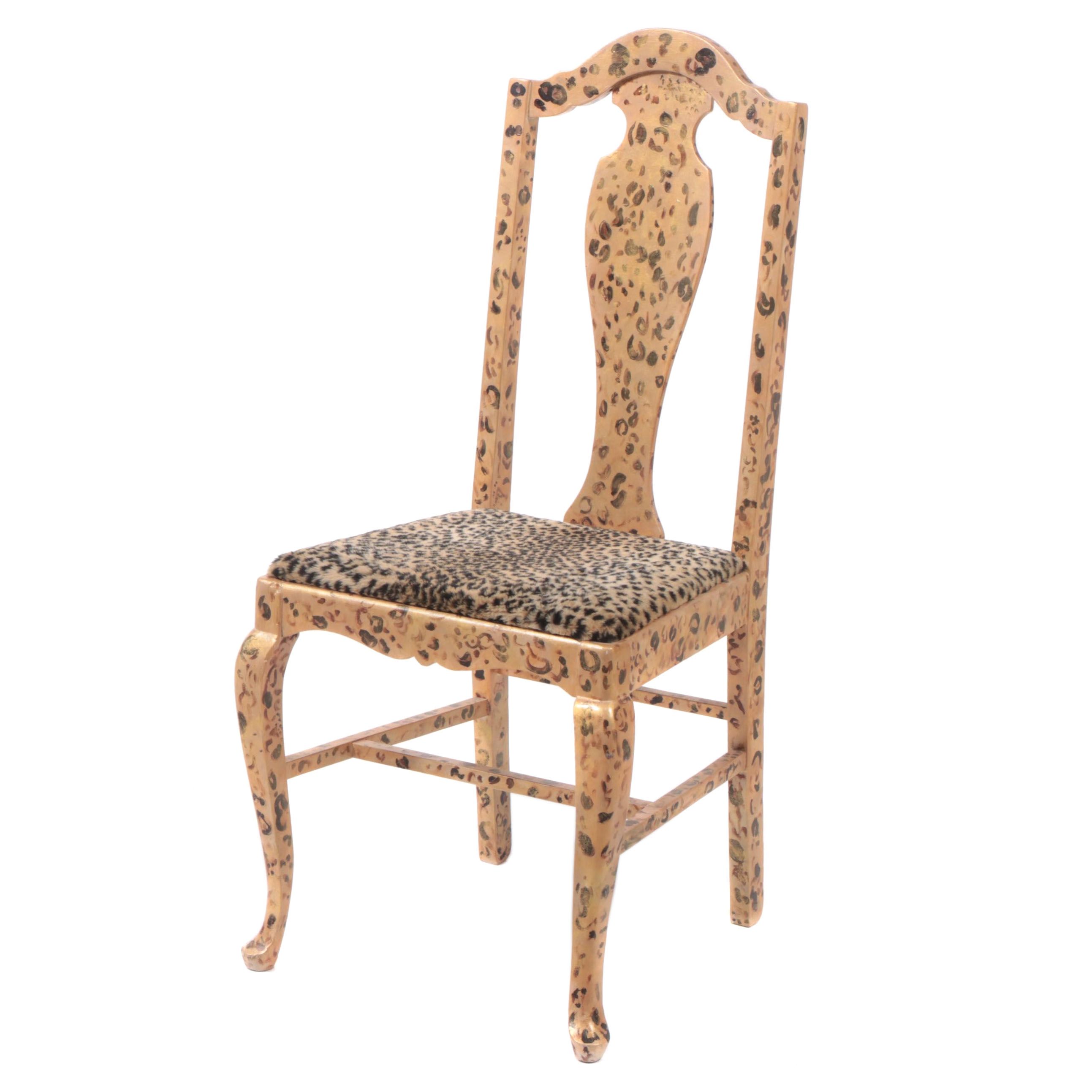 Hand-Painted Oak "Tiger" Chair, signed "MJ Mastruserio" | EBTH