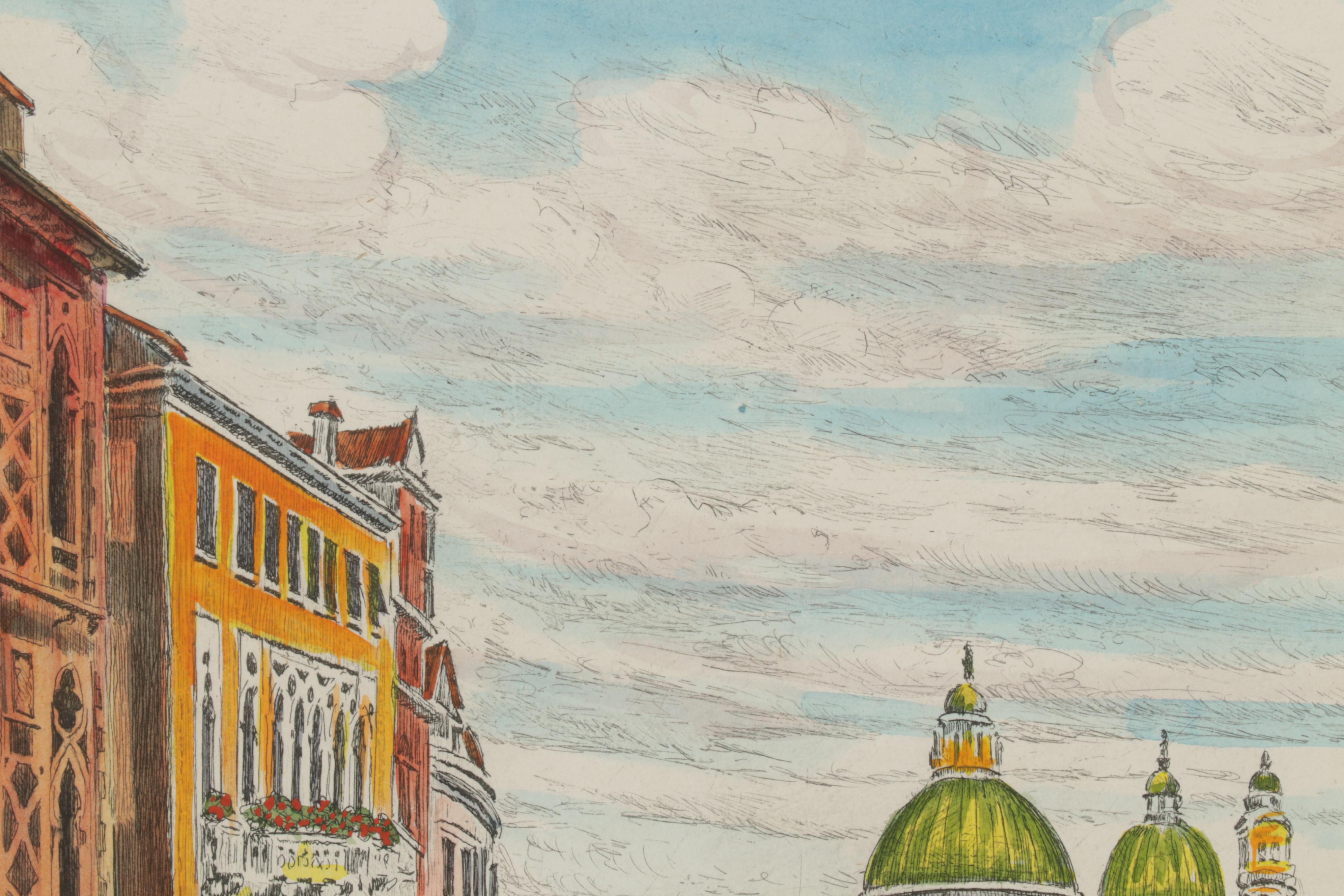 Béla Sziklay Hand-Colored Etchings of Rome and Venice | EBTH