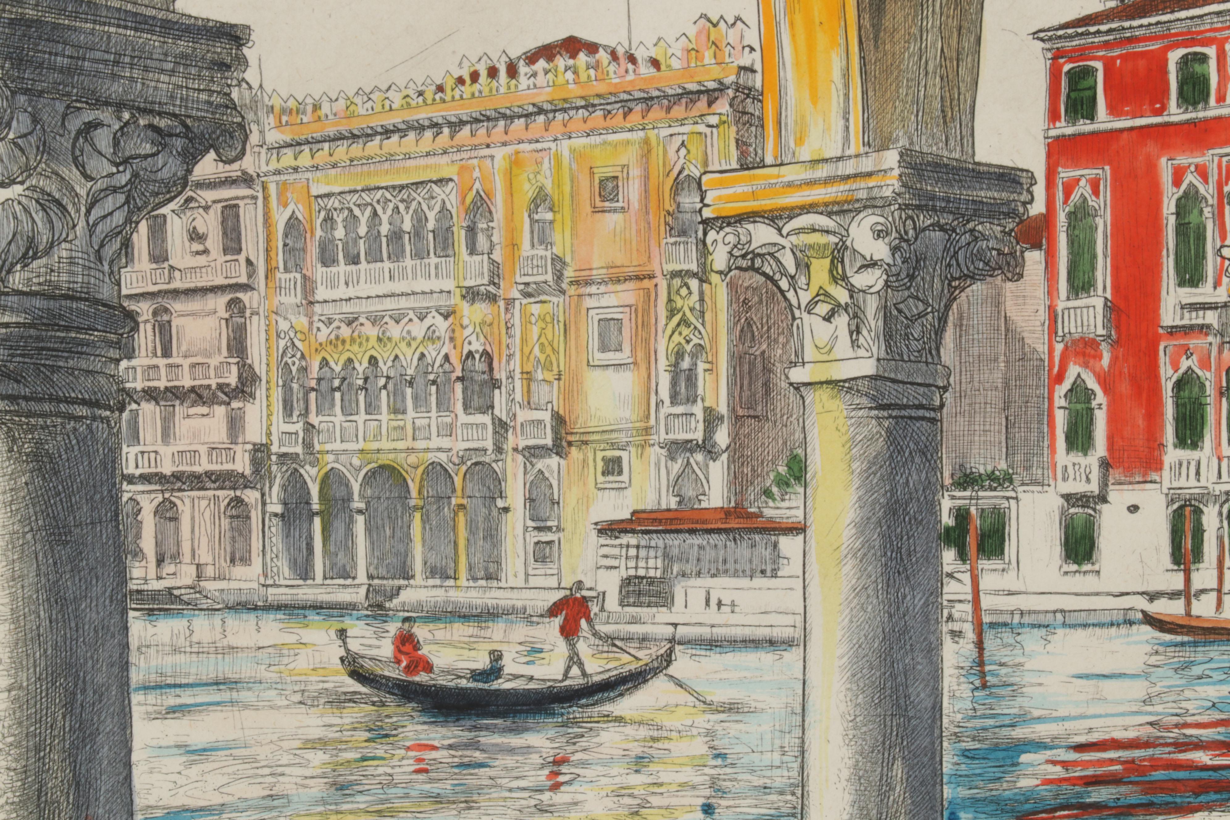 Béla Sziklay Hand-Colored Etchings of Rome and Venice | EBTH