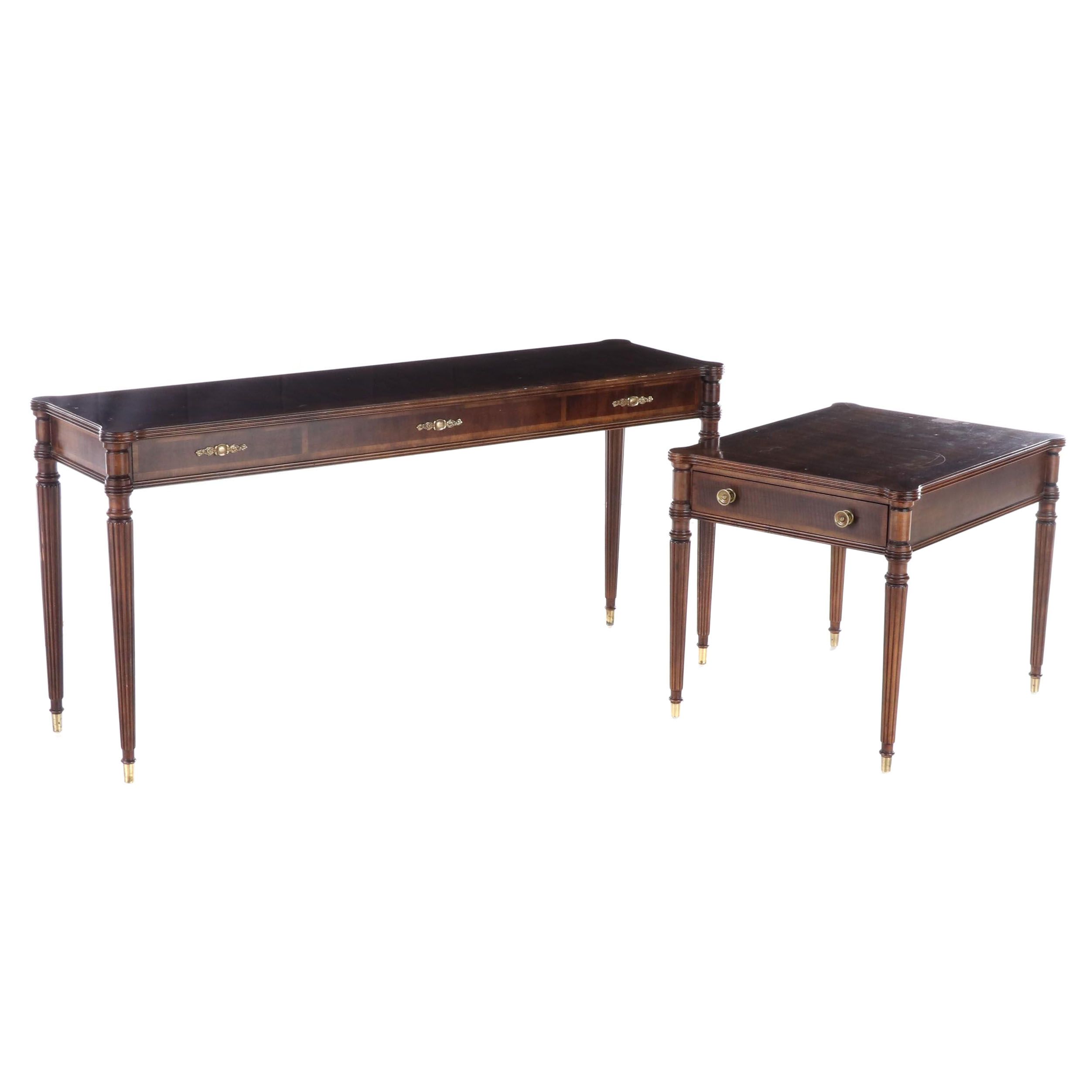 Henredon Federal Style Mahogany and Crossbanded Console and Side Tables ...