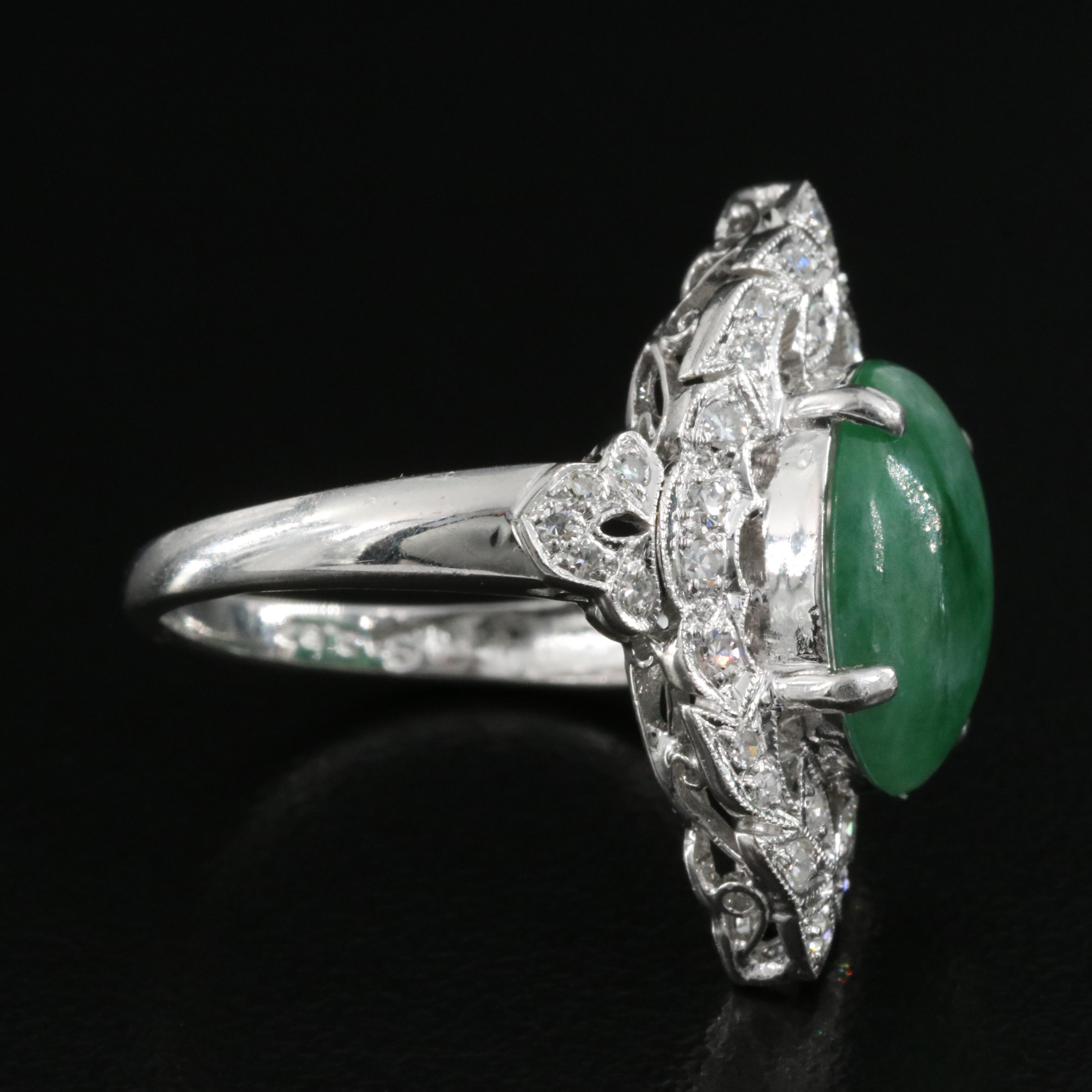 18K Jadeite and Diamond Navette Ring | EBTH
