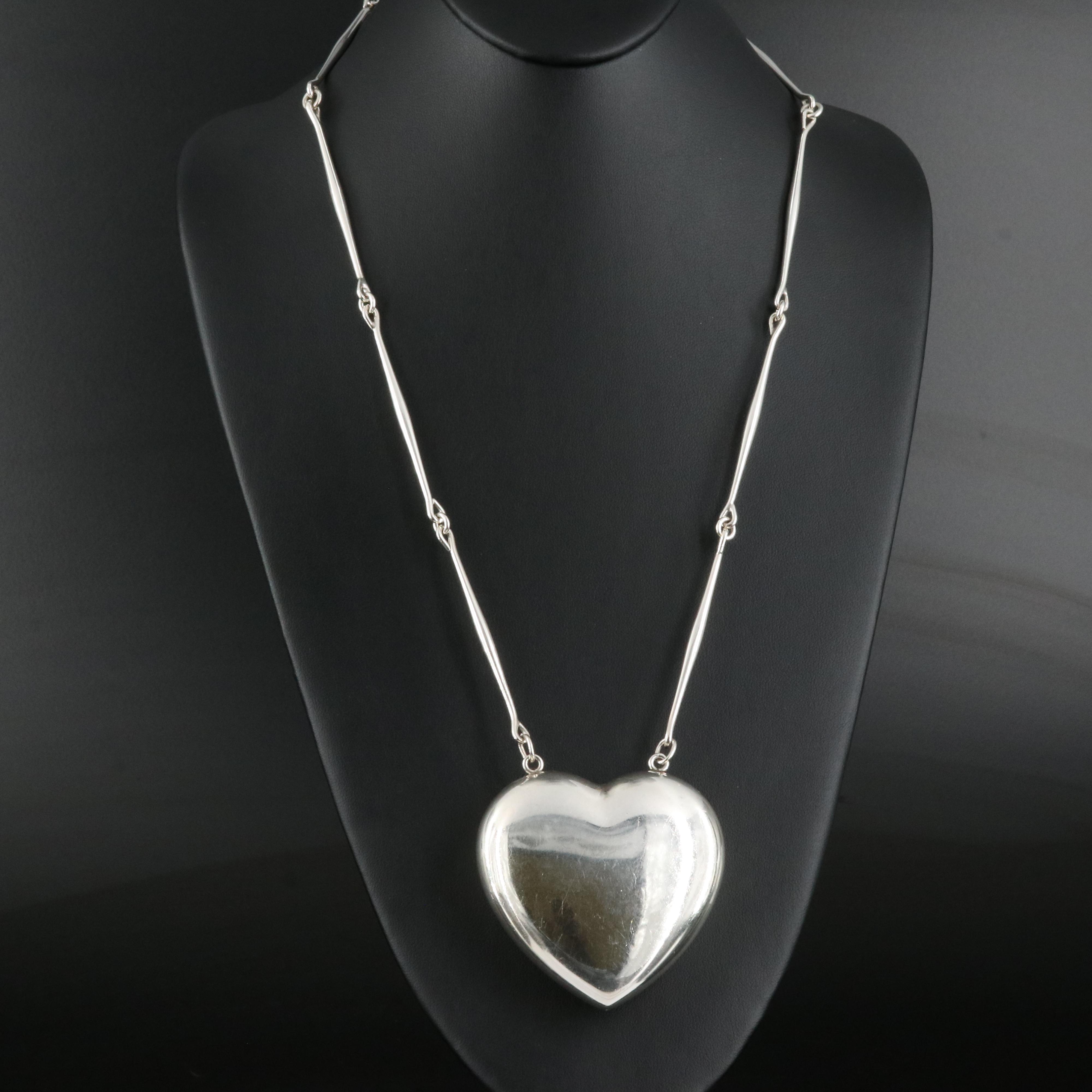 Astrid Fog for Georg Jensen Sterling Puff Heart Necklace | EBTH