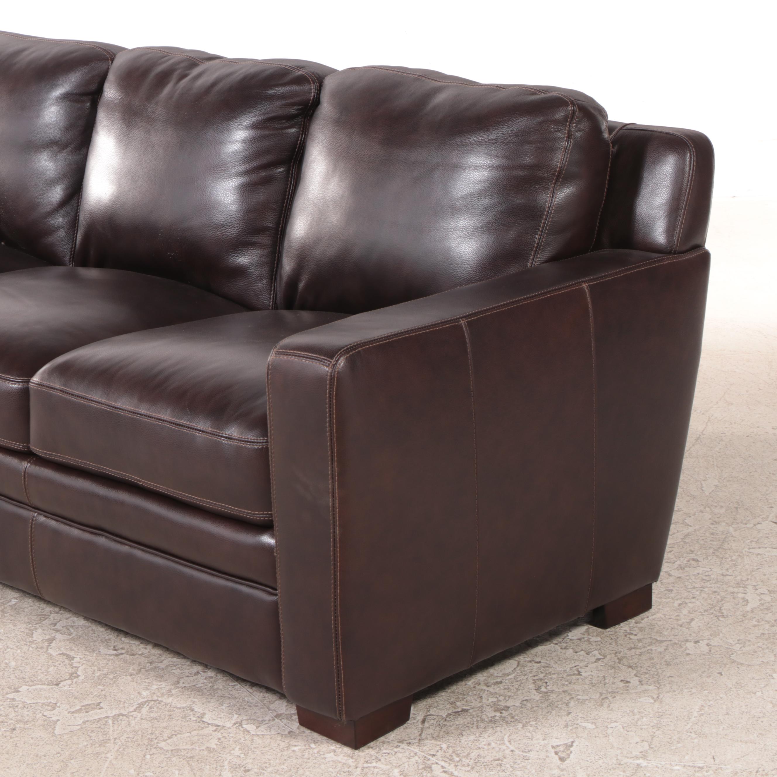 Simon Li "Chanton" Brown Leather Sofa | EBTH