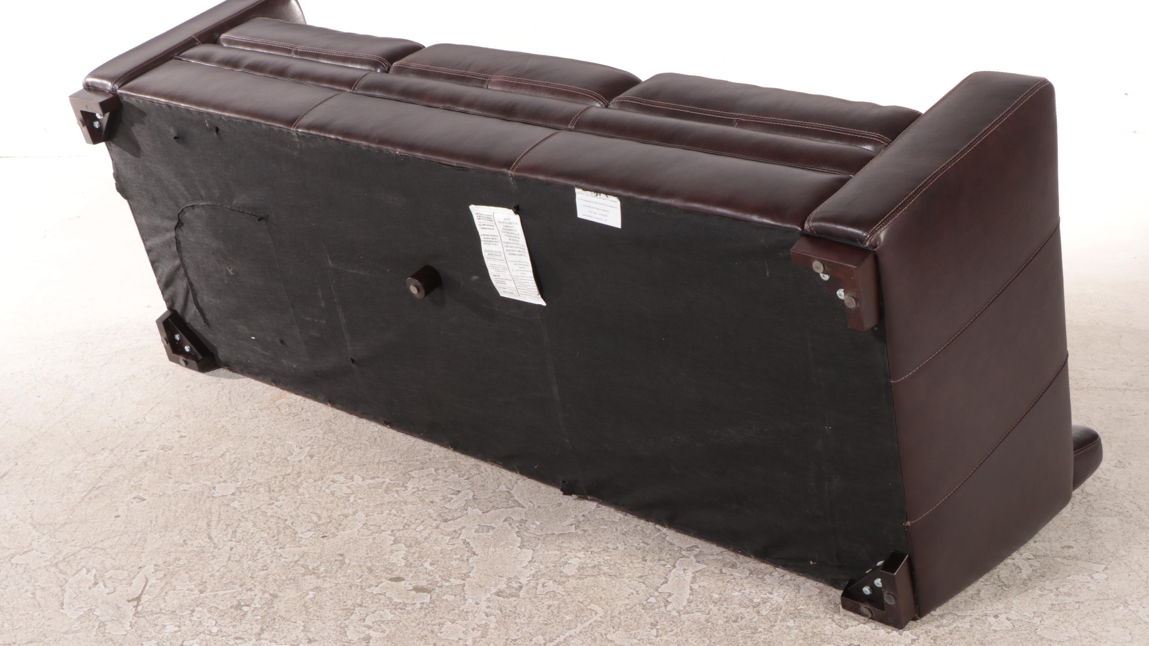 Simon Li "Chanton" Brown Leather Sofa | EBTH