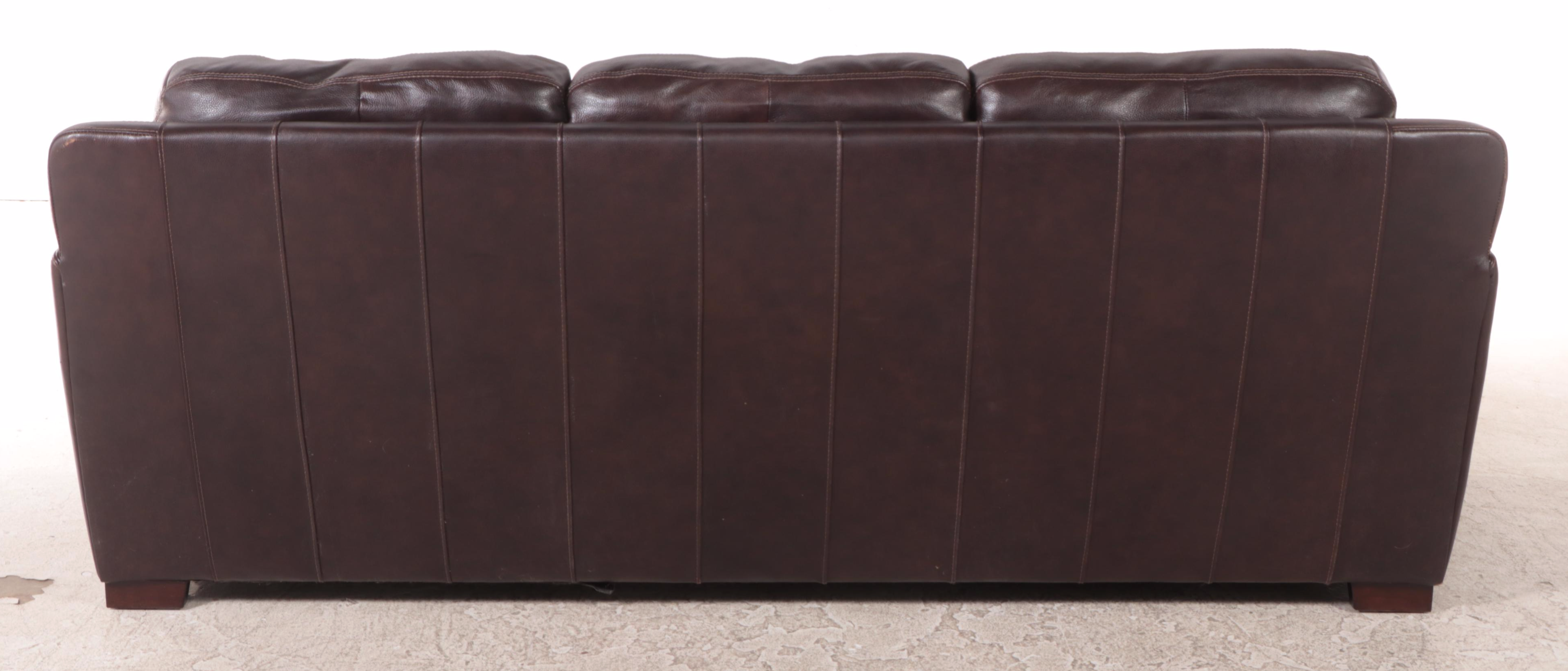 Simon Li "Chanton" Brown Leather Sofa | EBTH