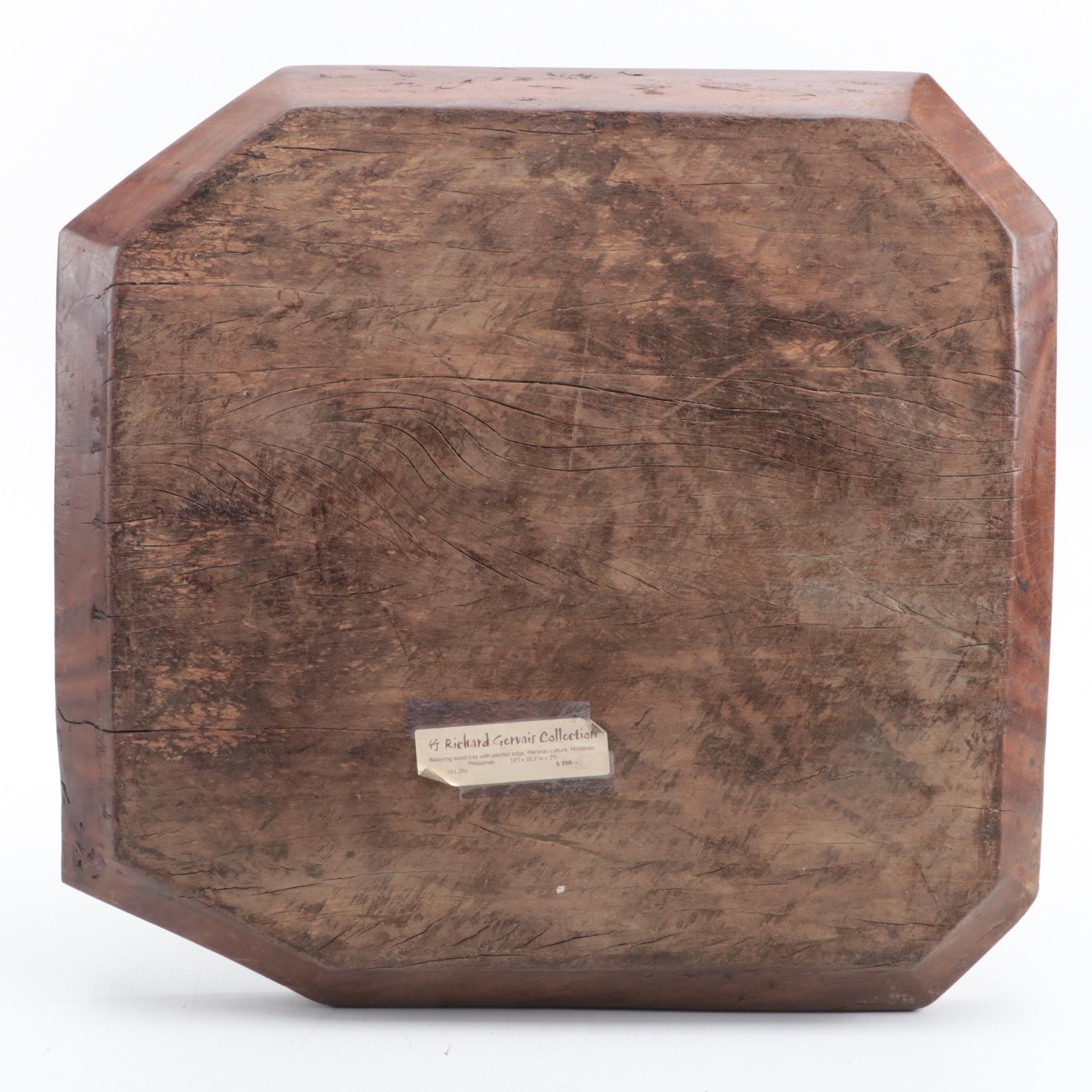 Philippine Maranao Balayong Wood Tray with Painted Border | EBTH