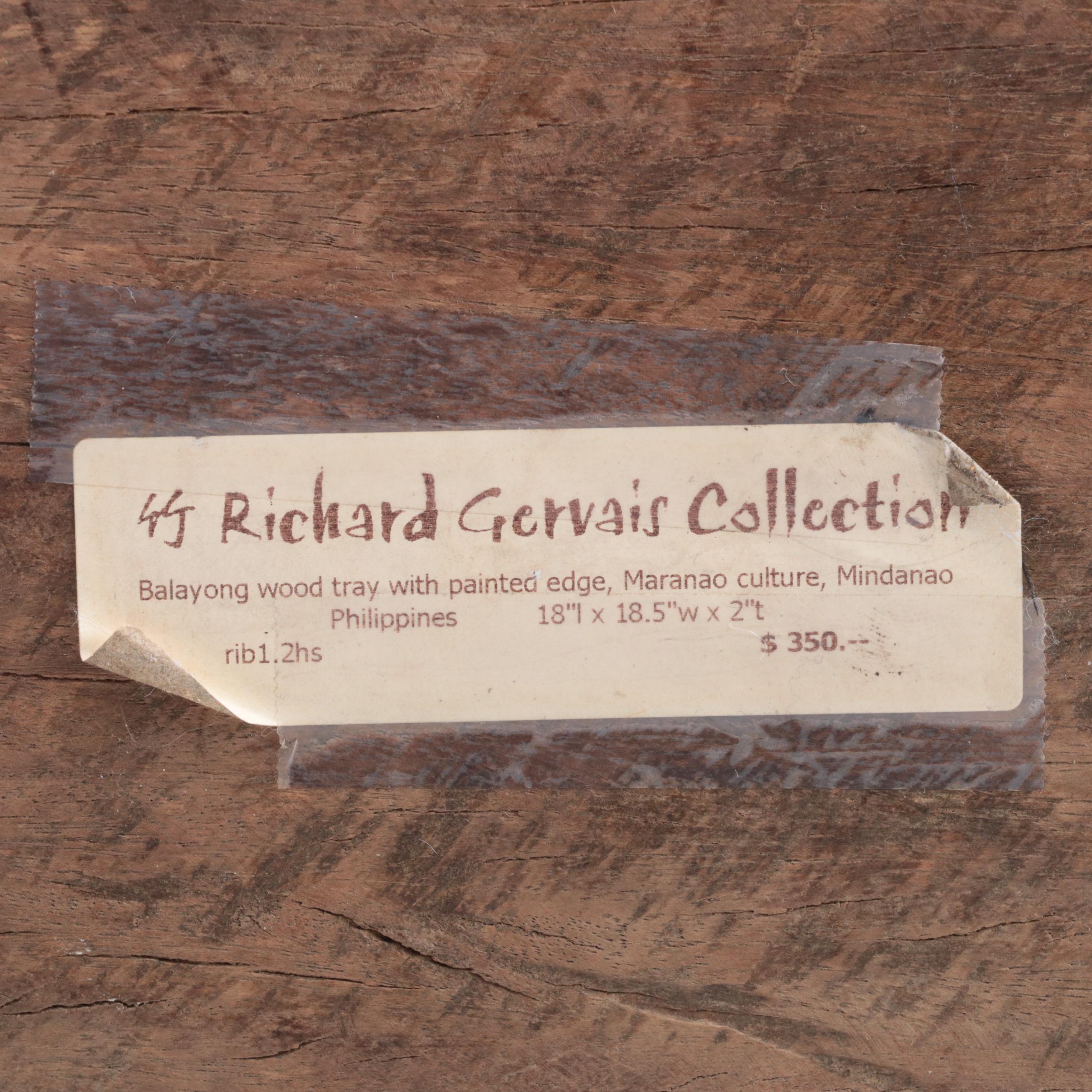 Philippine Maranao Balayong Wood Tray with Painted Border | EBTH