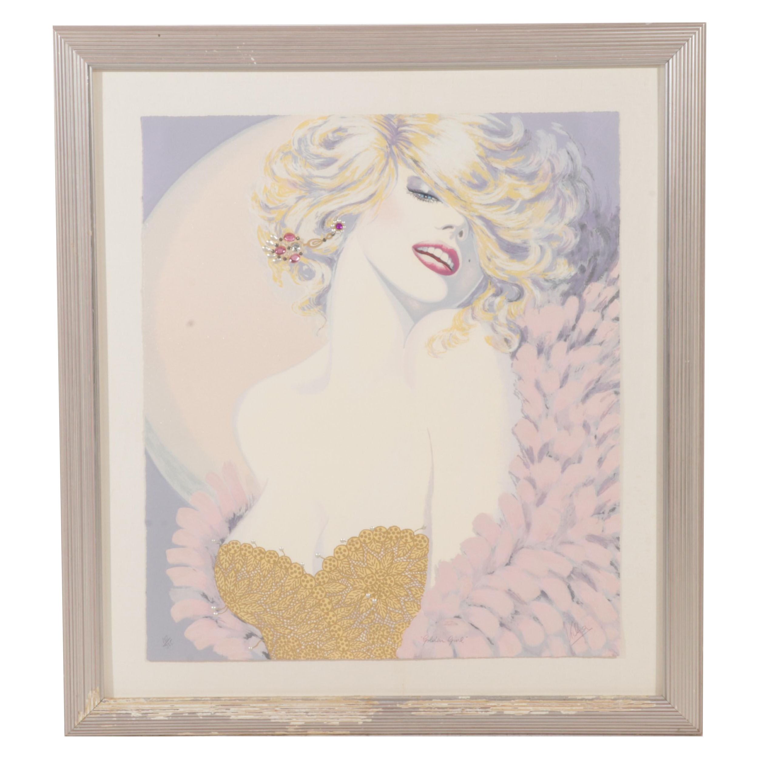 Mary Vickers Embellished Serigraph "Golden Girl," Late 20th Century | EBTH