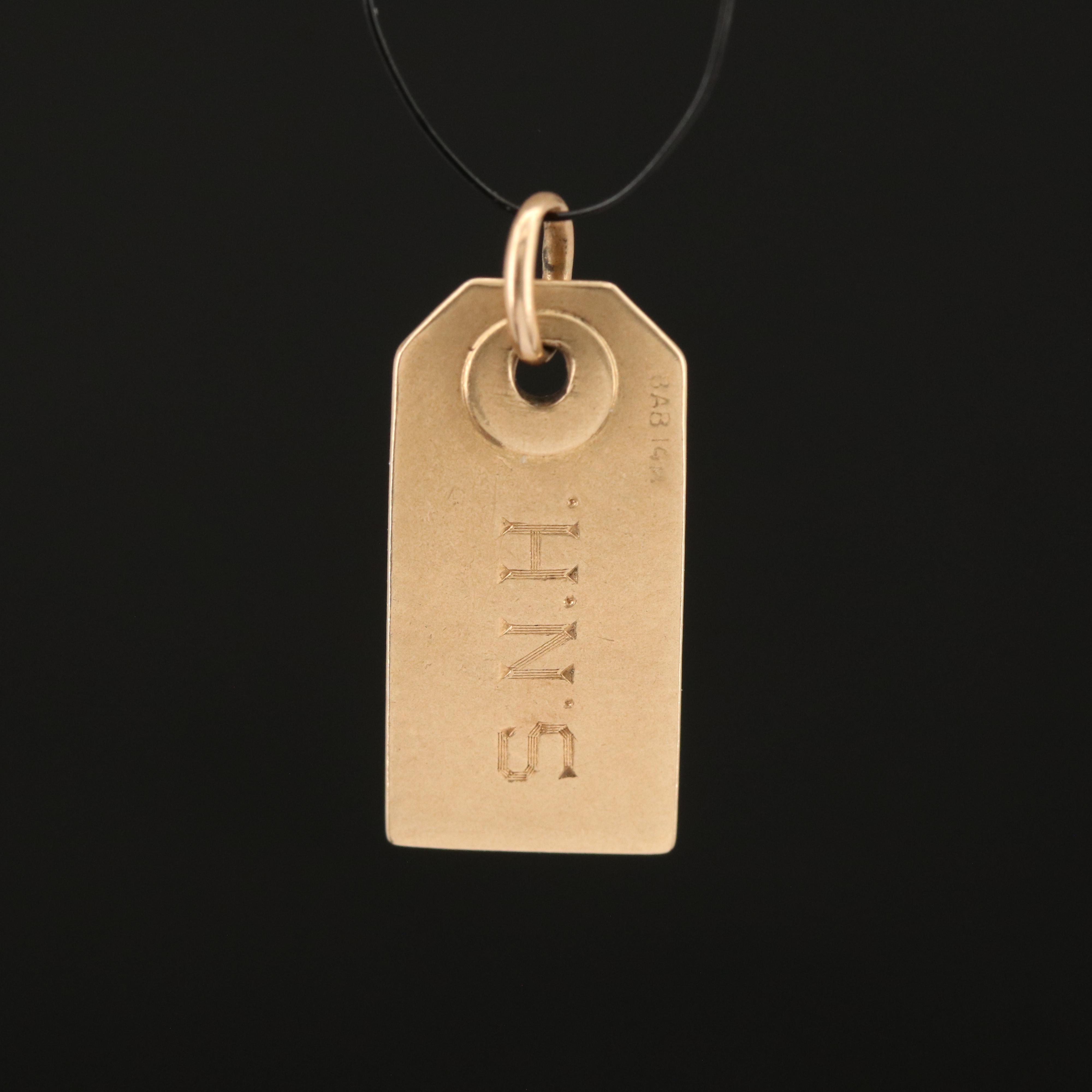 14K Personalized Gift Tag Charm | EBTH