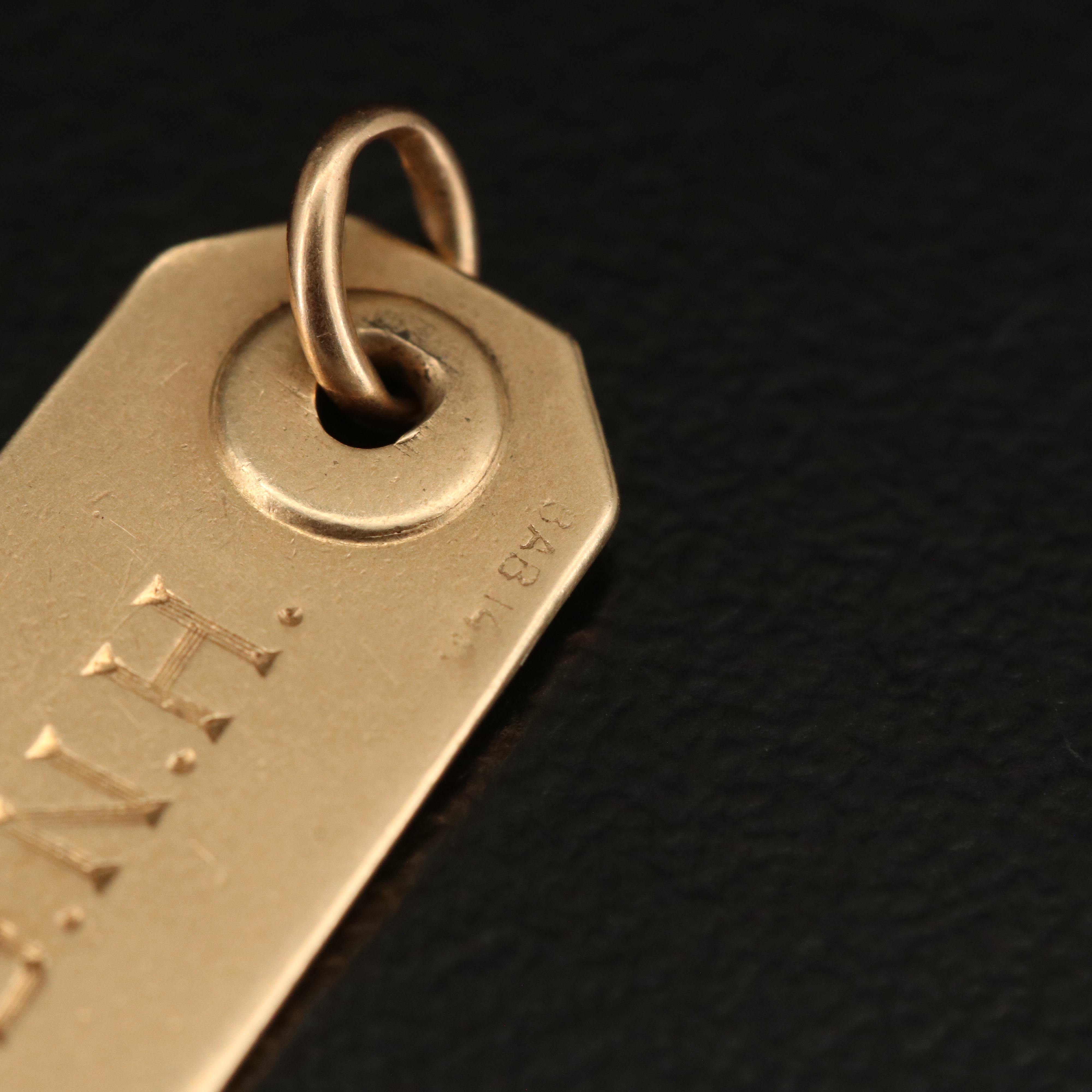 14K Personalized Gift Tag Charm | EBTH