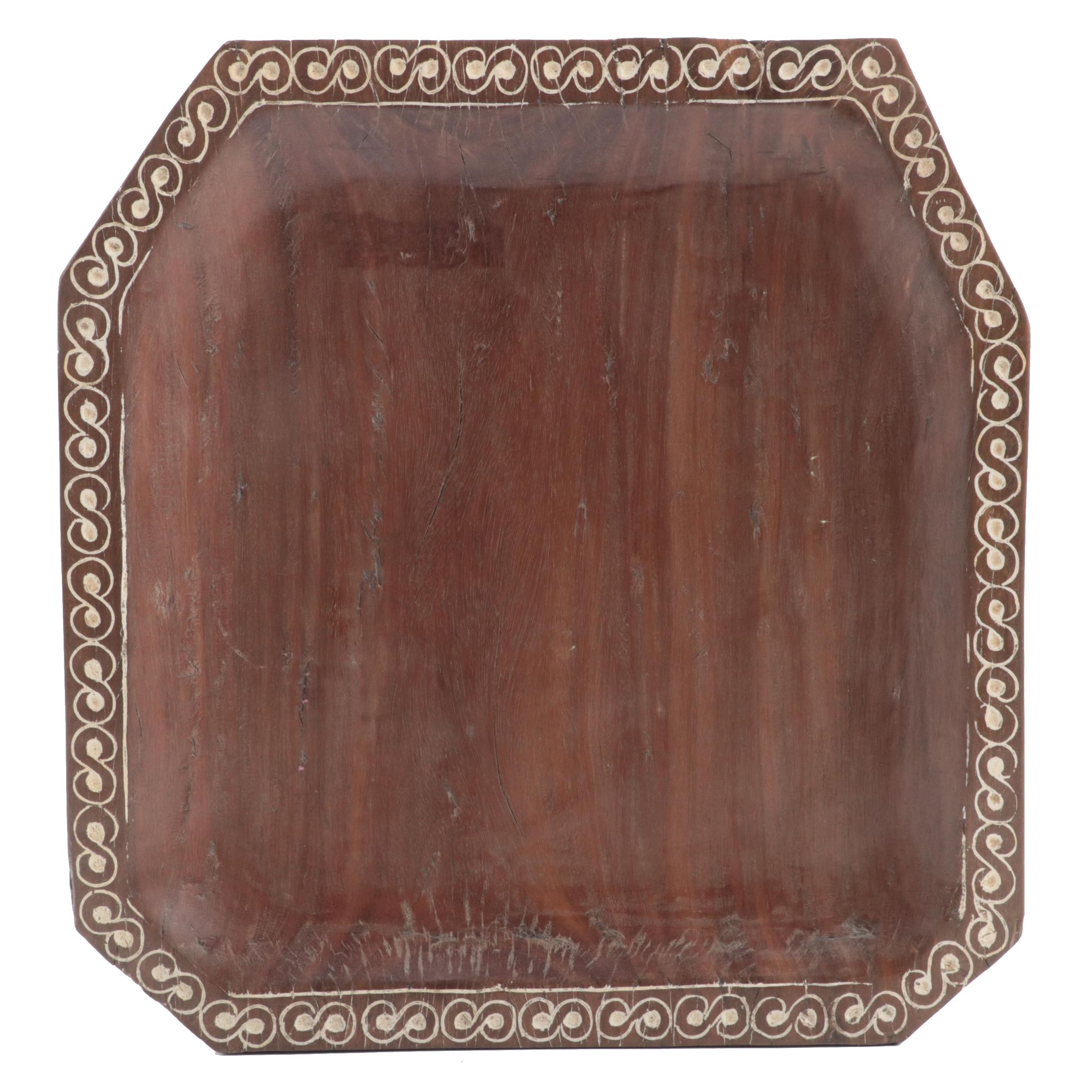 Philippine Maranao Balayong Wood Tray with Painted Border | EBTH