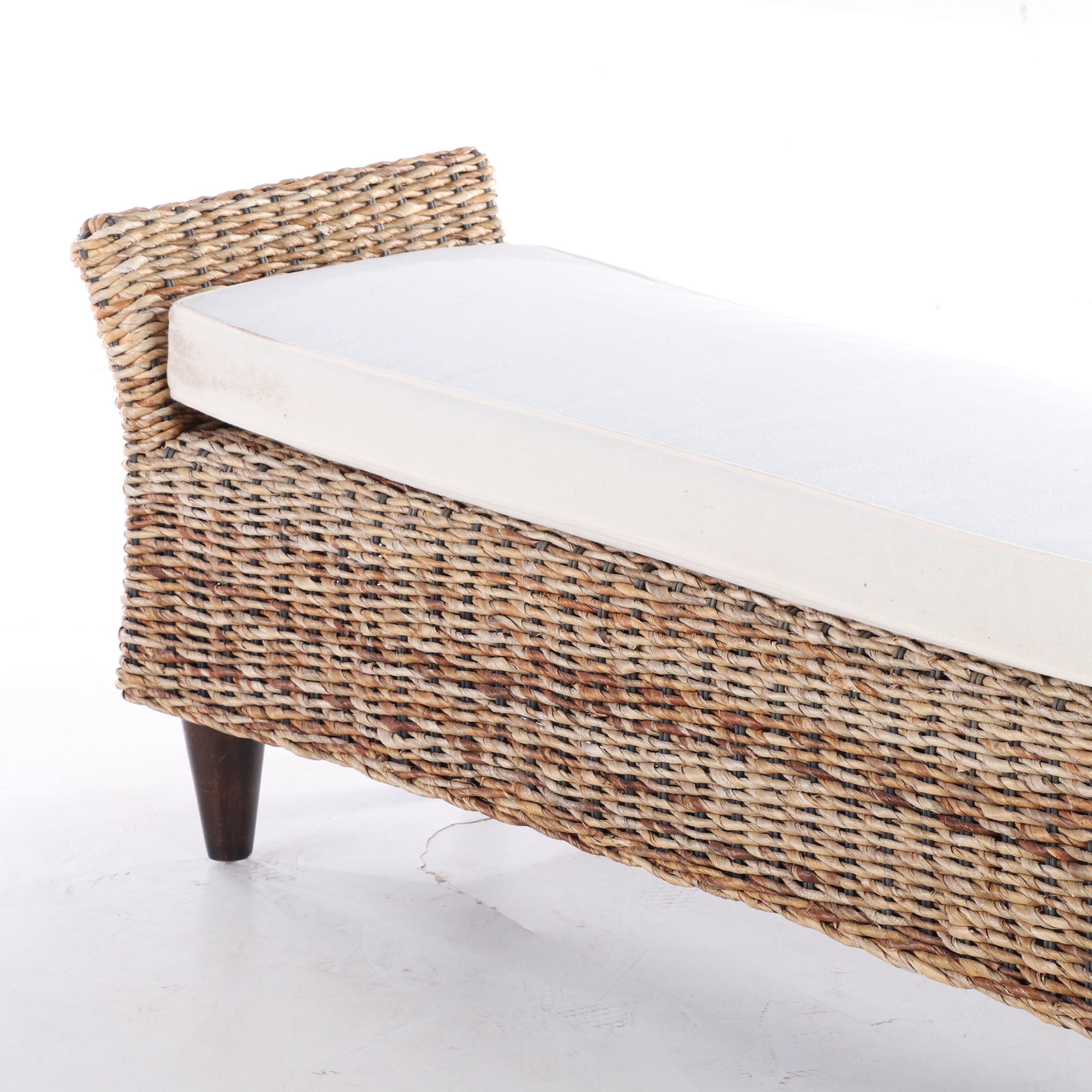 Wicker Bench with Cushion | EBTH