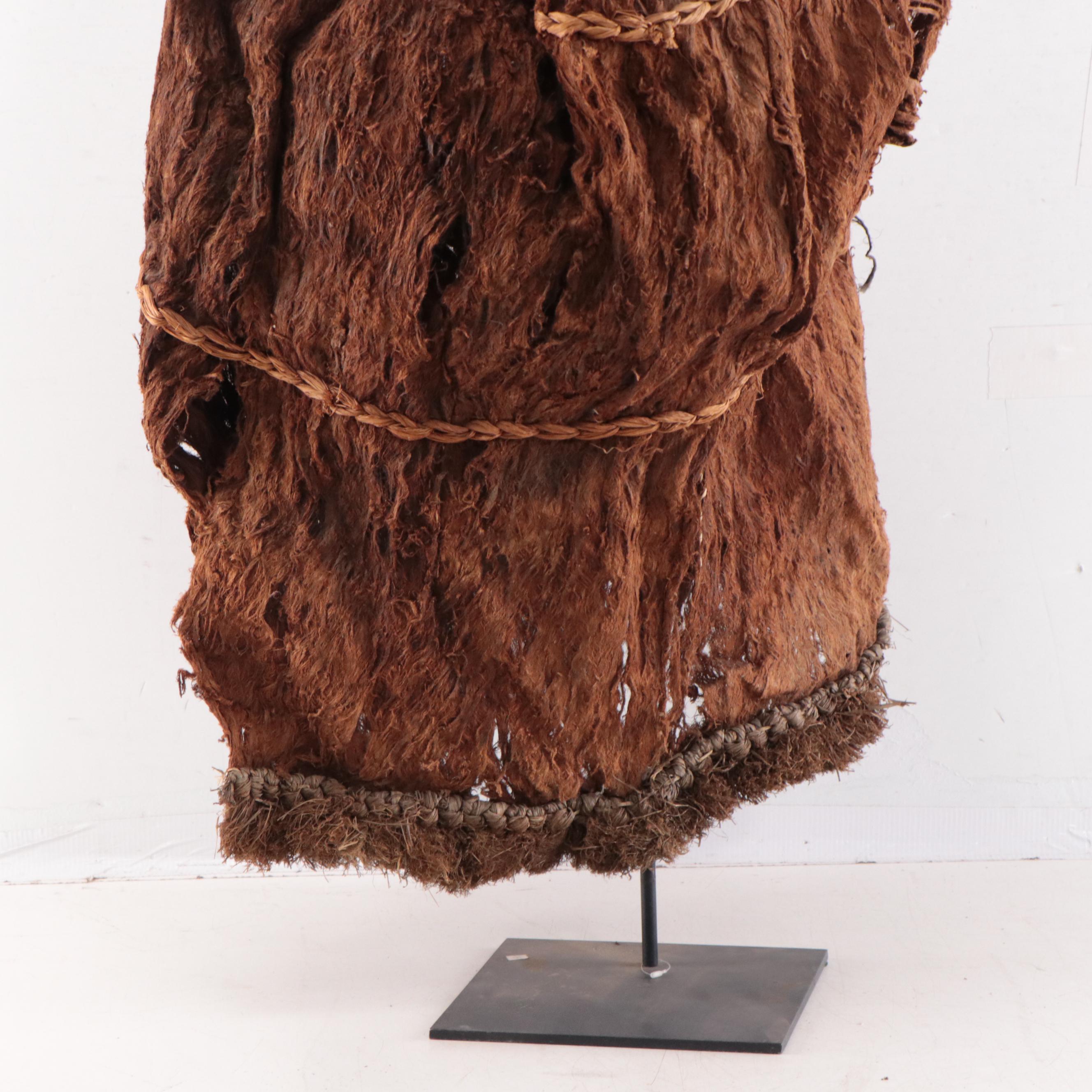 Hemba Carved Wood Soko Mutu Chimpanzee Mask and Cape | EBTH