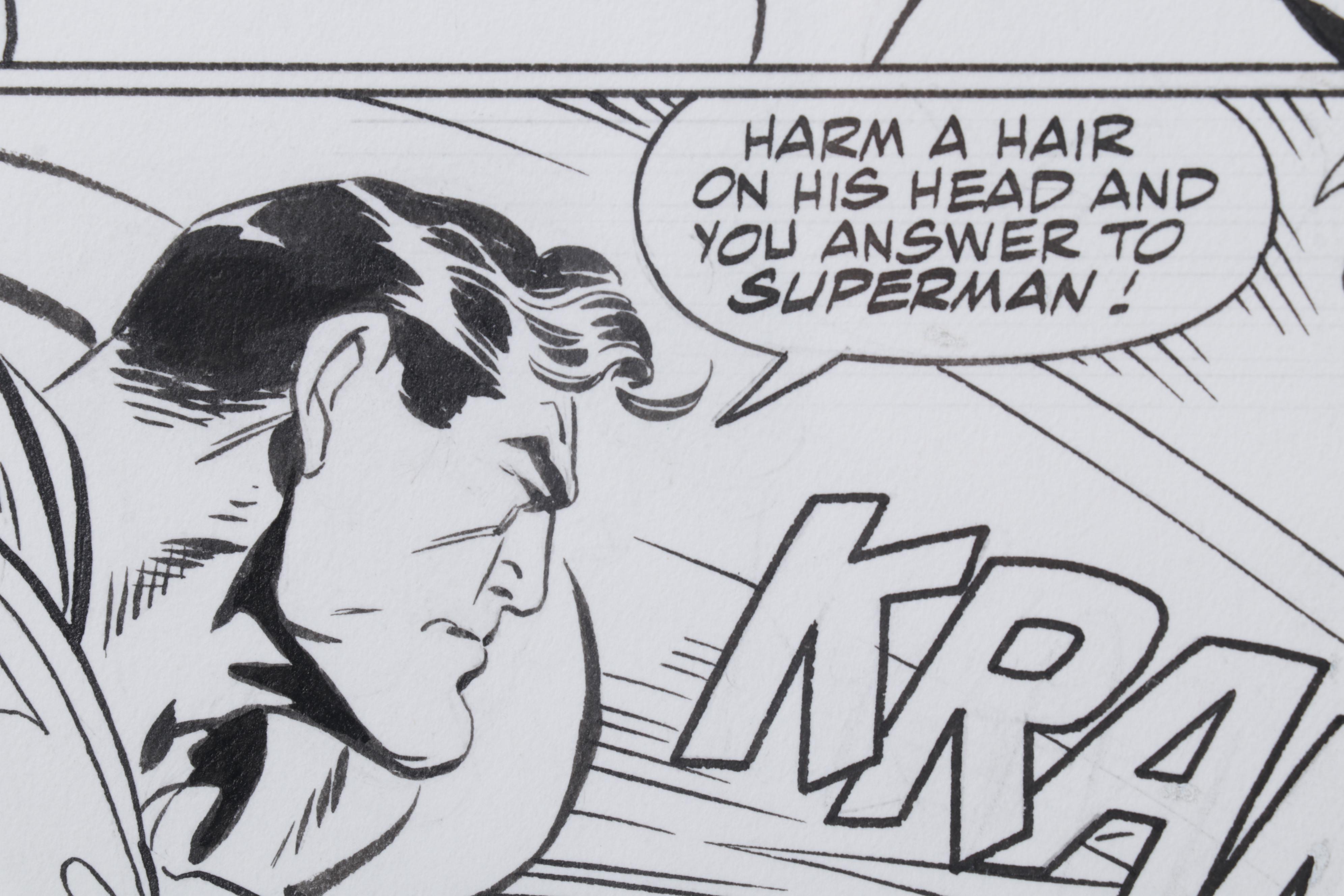 DC Comics Ink Drawing Draft Featuring Superman, Circa 1993 | EBTH