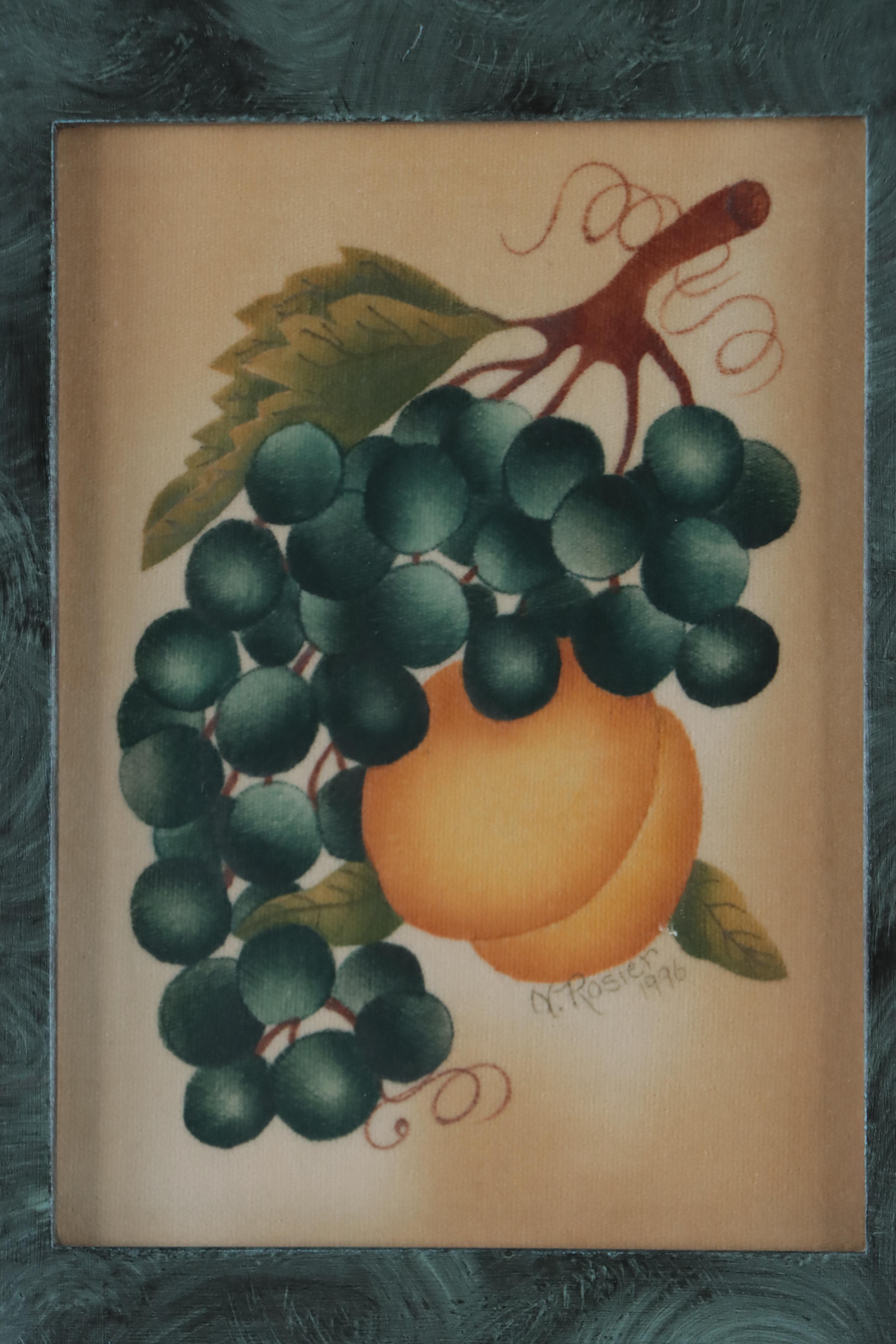 Nancy Rosier Folk Art Theorem Stencil Paintings of Fruit, 1995-1996 | EBTH