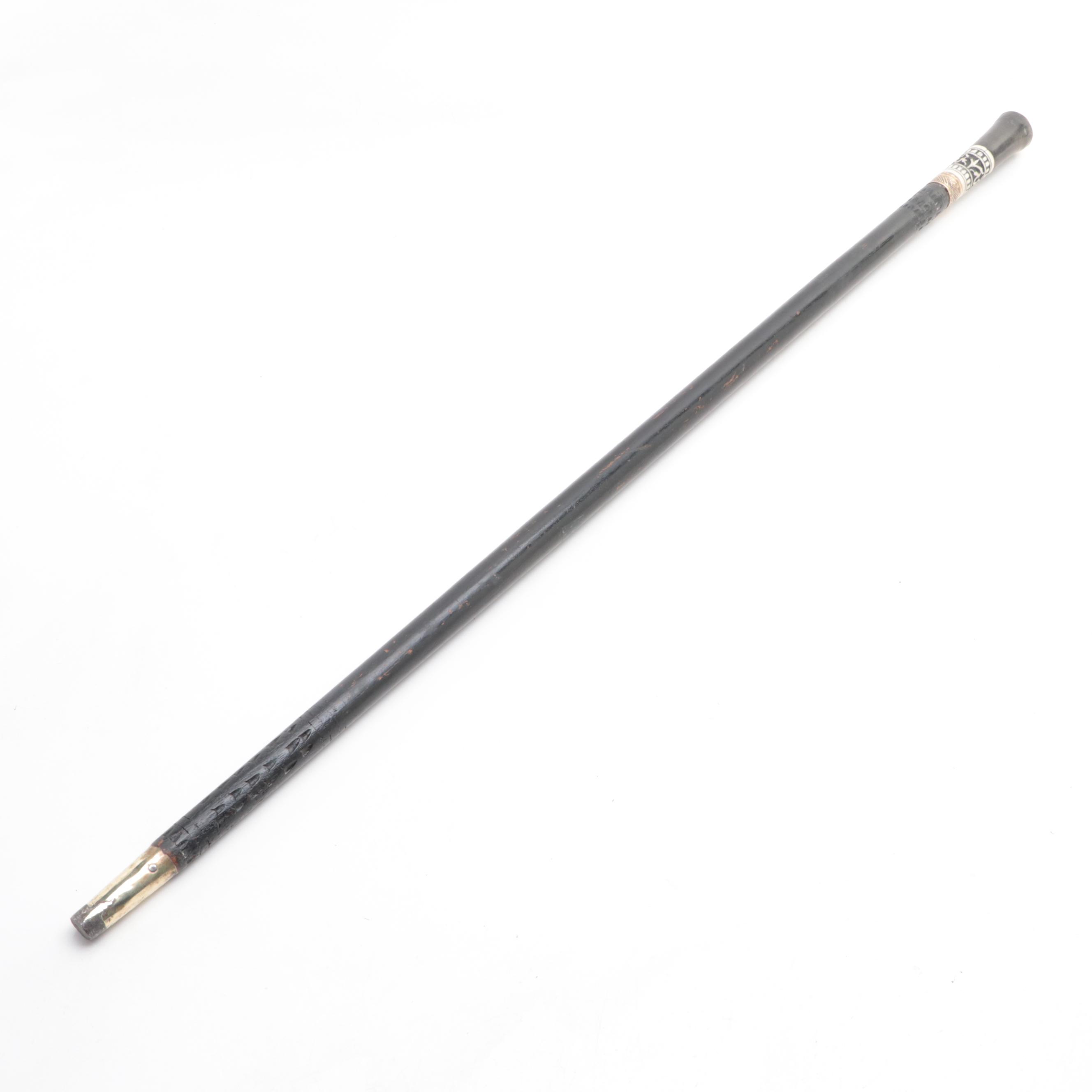 Middle Eastern Carved Bone and Ebonized Walking Stick with Lion Mask | EBTH