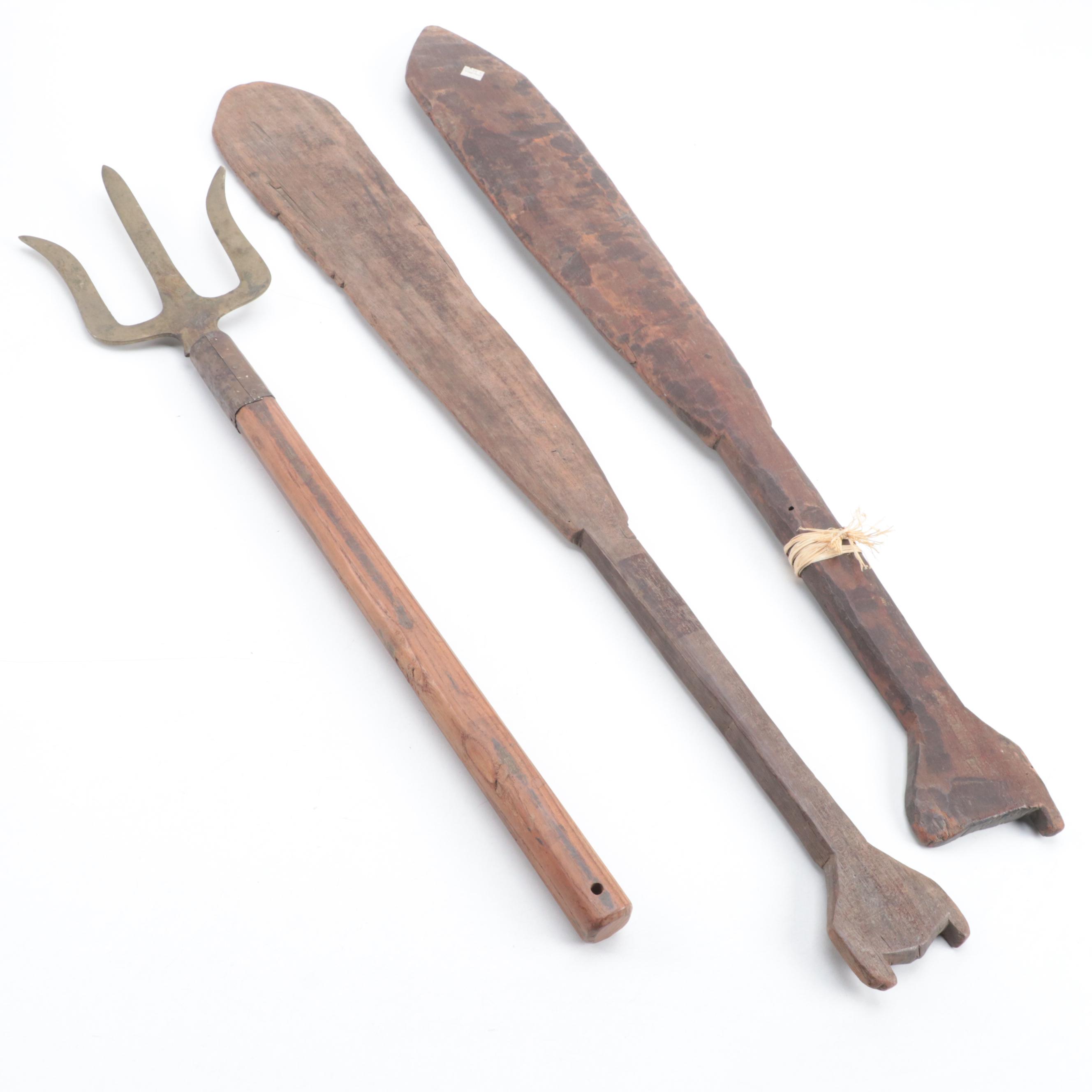 Wooden Cooking Paddles with Trident Fork | EBTH