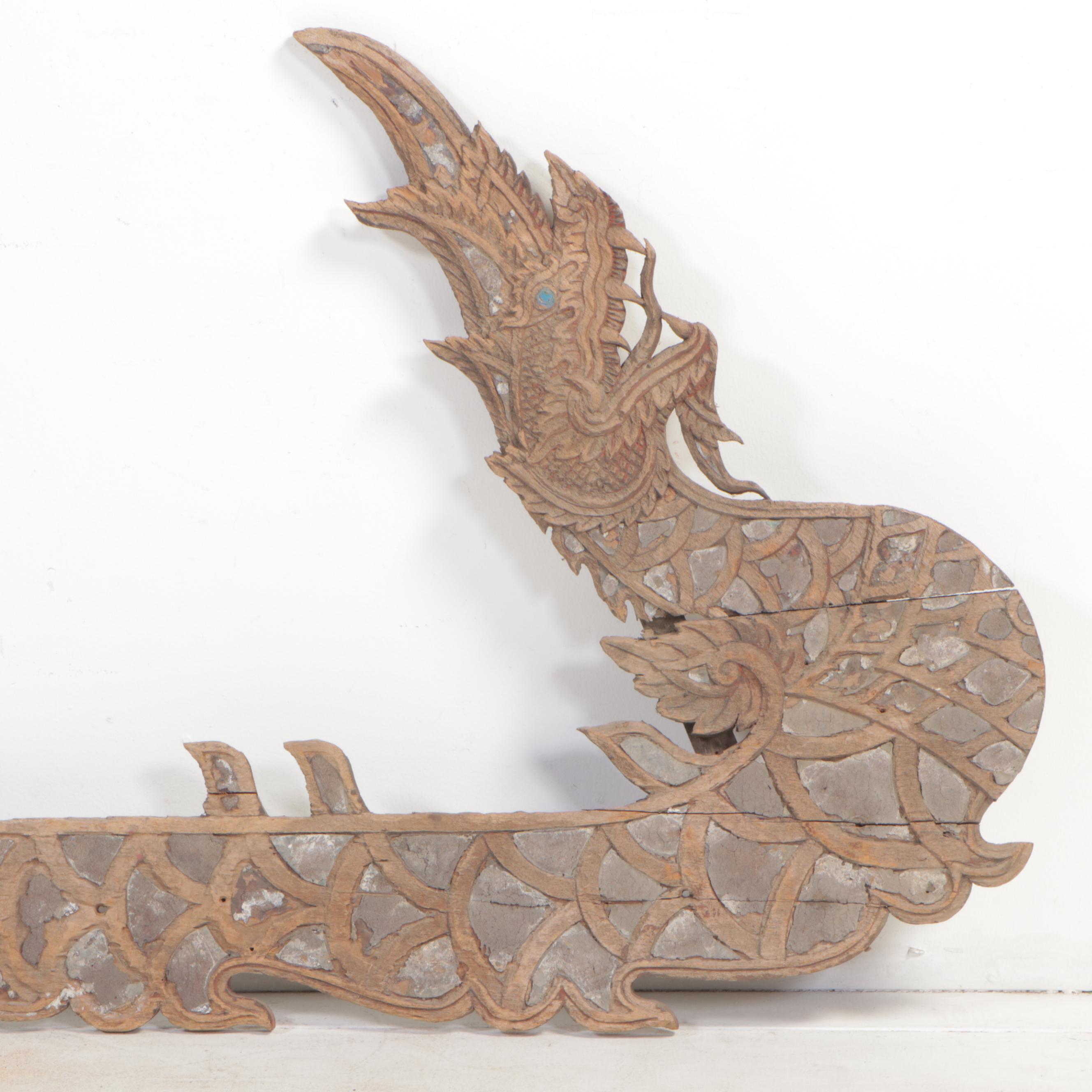 Chinese Large-Scale Wooden Dragon Temple Railing | EBTH
