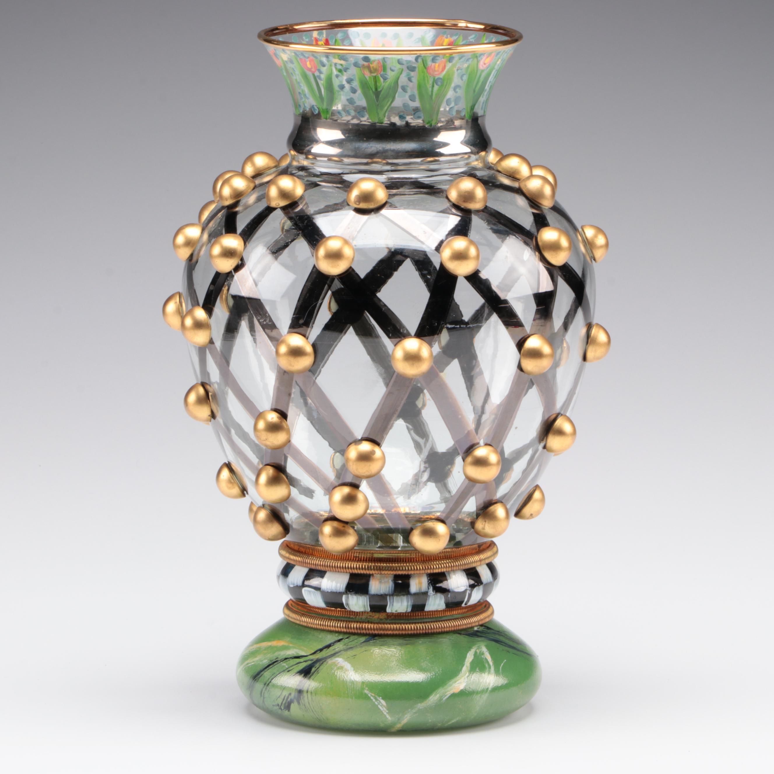 MacKenzie-Childs "Circus" Collection Hand-Painted Glass Vase | EBTH