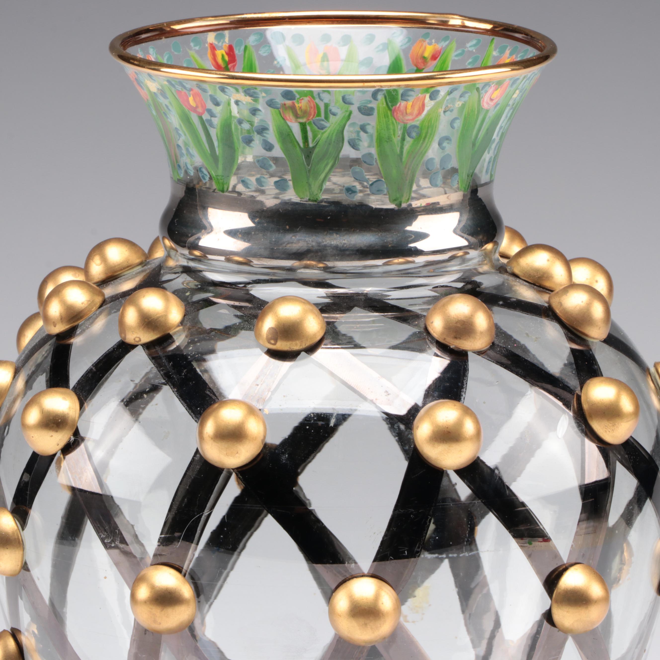 MacKenzie-Childs "Circus" Collection Hand-Painted Glass Vase | EBTH