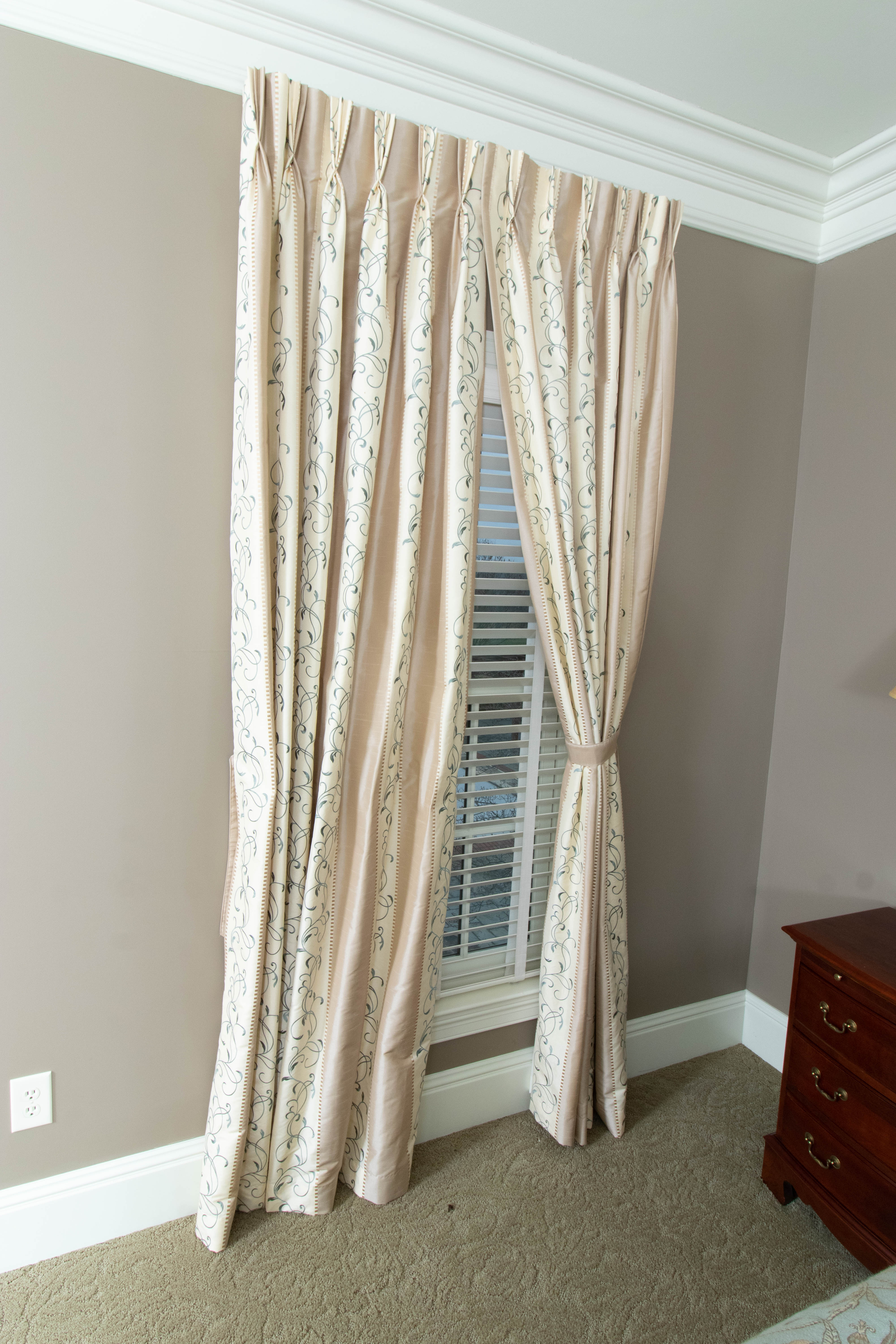 Custom Made Pinch Pleat Drapes with Tie Backs | EBTH